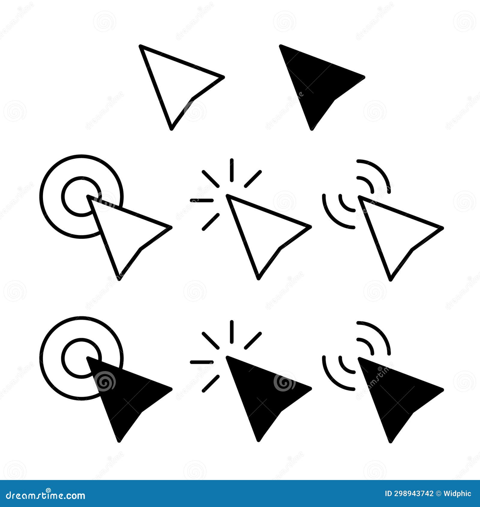 Pointer Click Icon. Clicking Cursor, Pointing Hand Clicks And Waiting Loading Icons. Website ...
