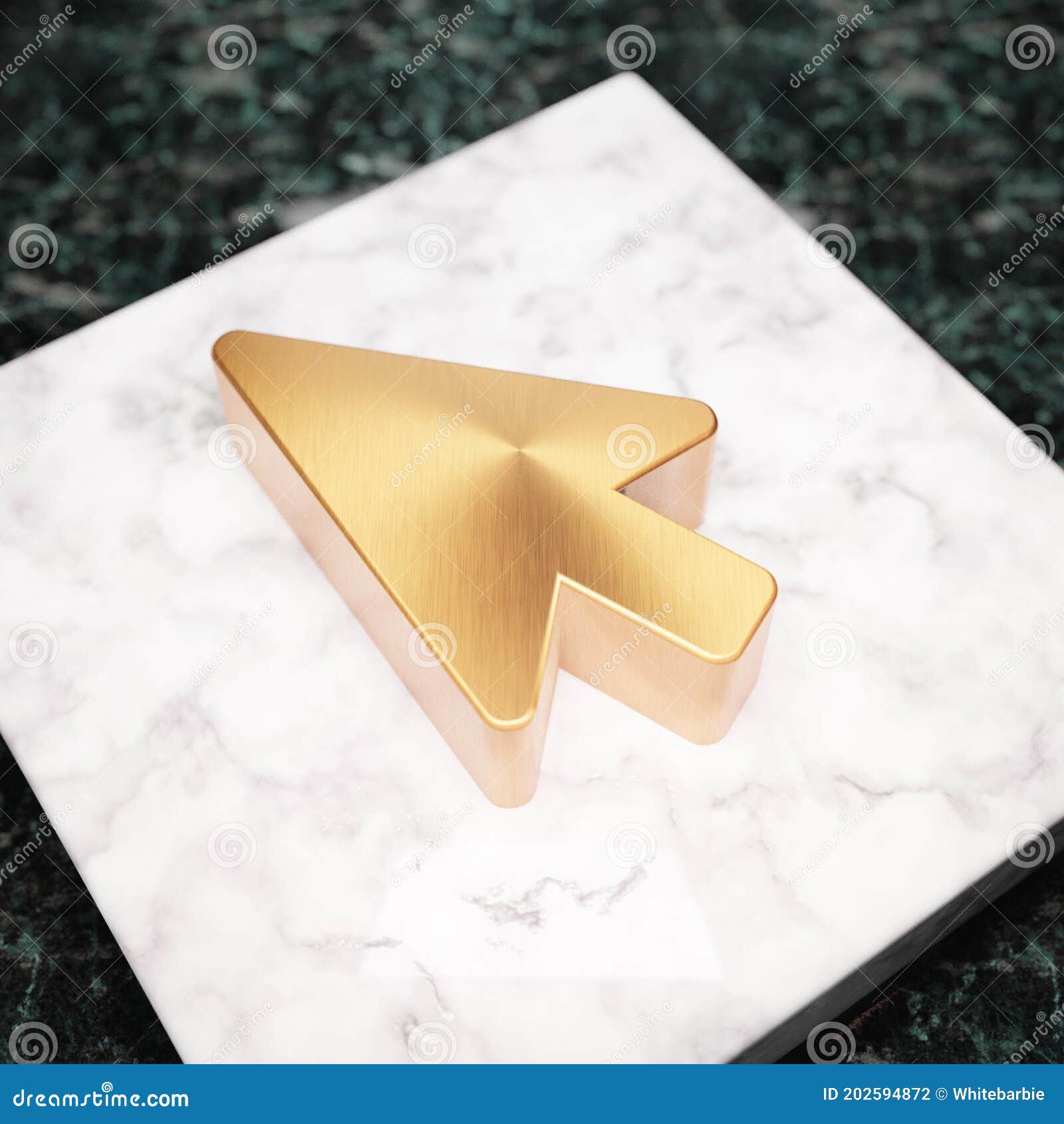 Mouse Pointer Icon. Bronze Mouse Pointer Symbol on White Marble Podium ...