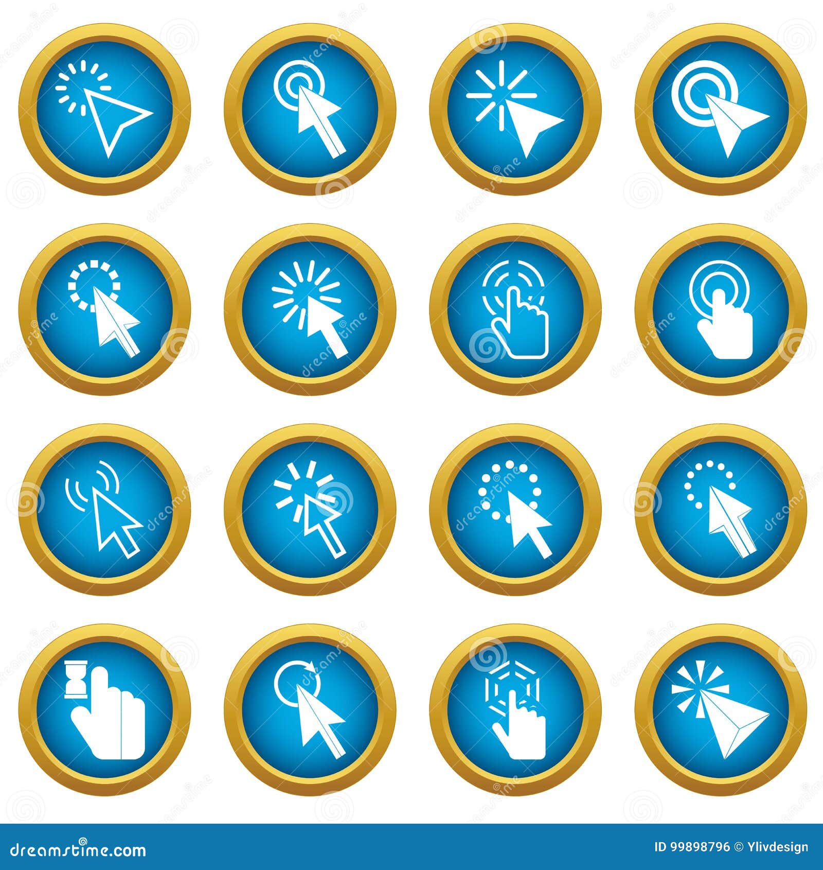 Mouse Pointer Icons Blue Circle Set Stock Vector - Illustration of ...