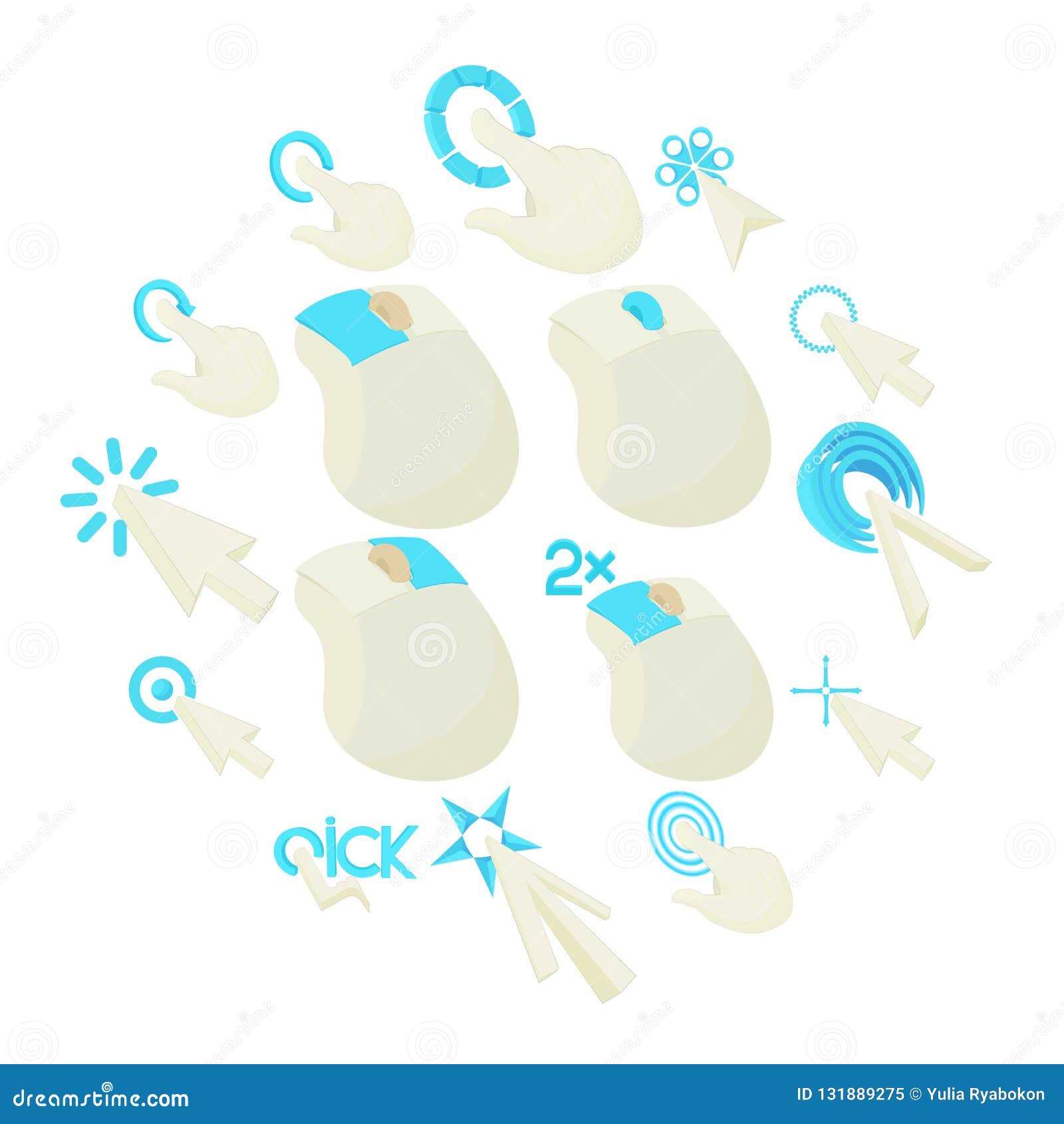 Mouse Pointer Icons Set, Cartoon Style Stock Vector - Illustration of ...