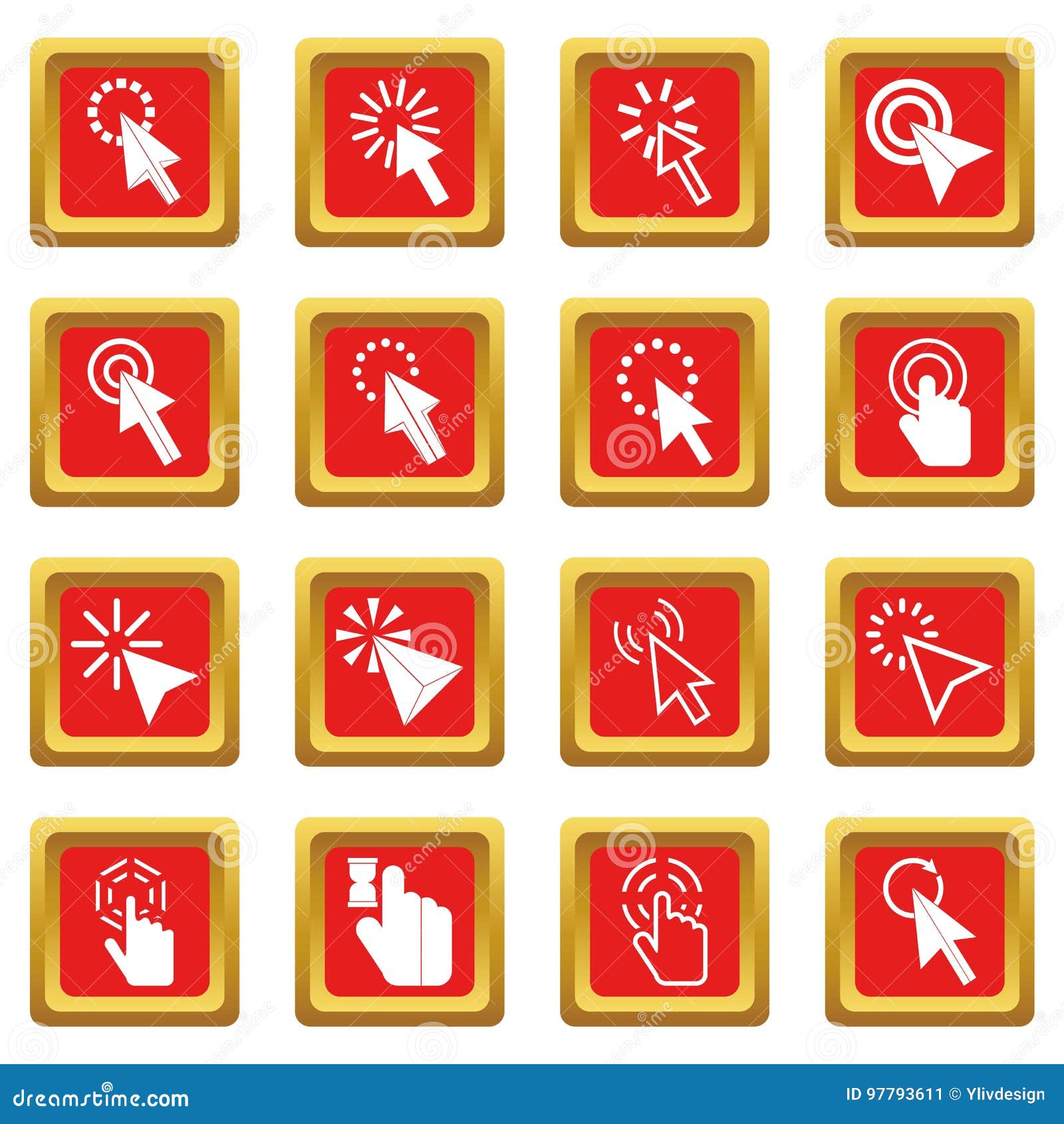 Mouse Pointer Icons Set Red Stock Vector - Illustration of hold ...