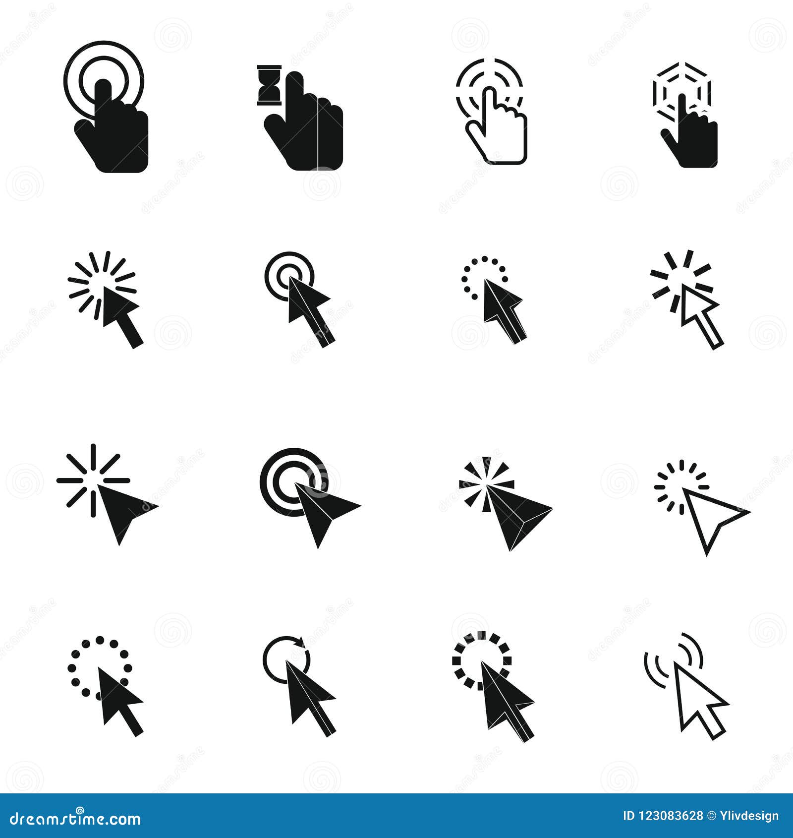 Mouse Pointer Icons Set, Simple Style Stock Illustration - Illustration ...