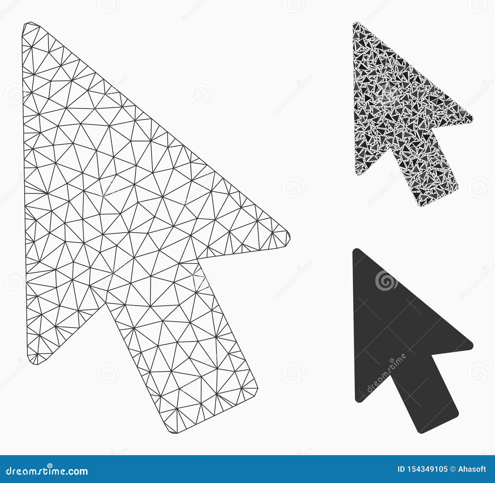 Mouse Pointer Vector Mesh Wire Frame Model And Triangle Mosaic Icon Stock Vector Illustration