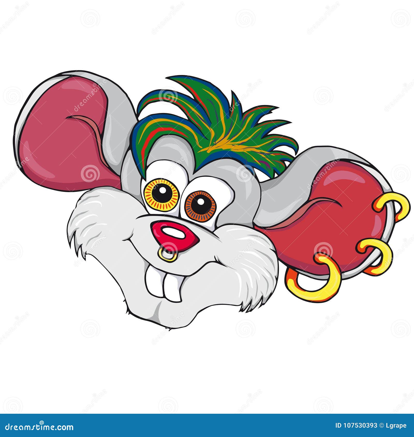 Mouse Punk. Isolated Image on White Background Stock Vector ...