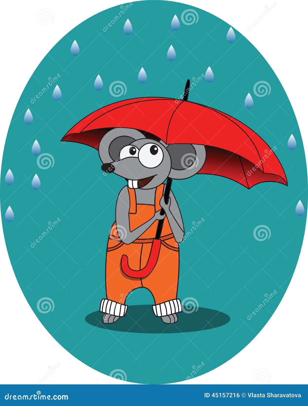 Mouse in Rain Autumn with Umbrella - Illustration, Eps Stock ...
