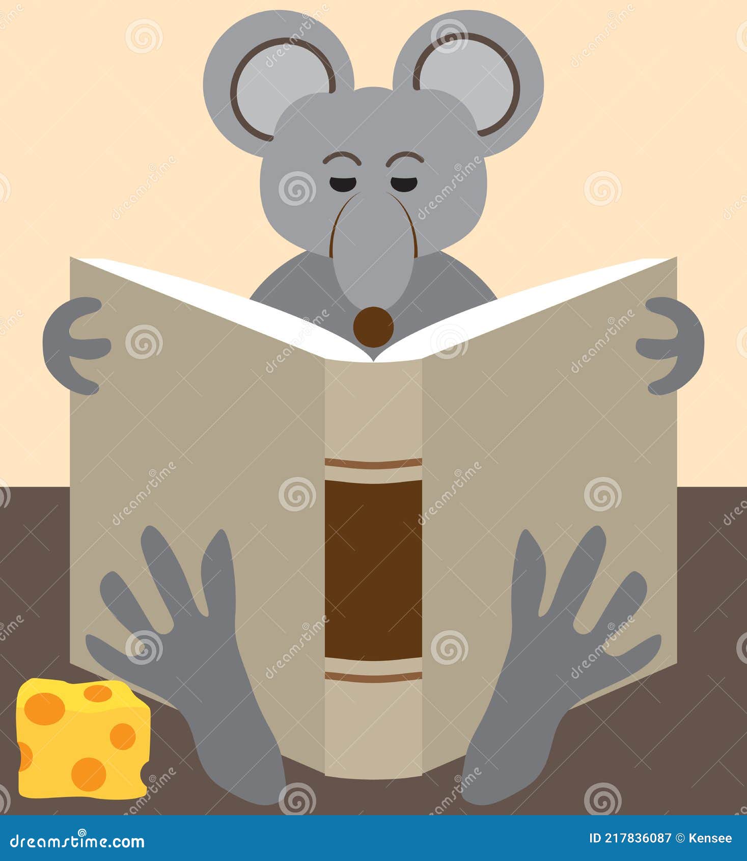 Cartoon Mouse Reading Book stock vector. Illustration of absorbed ...