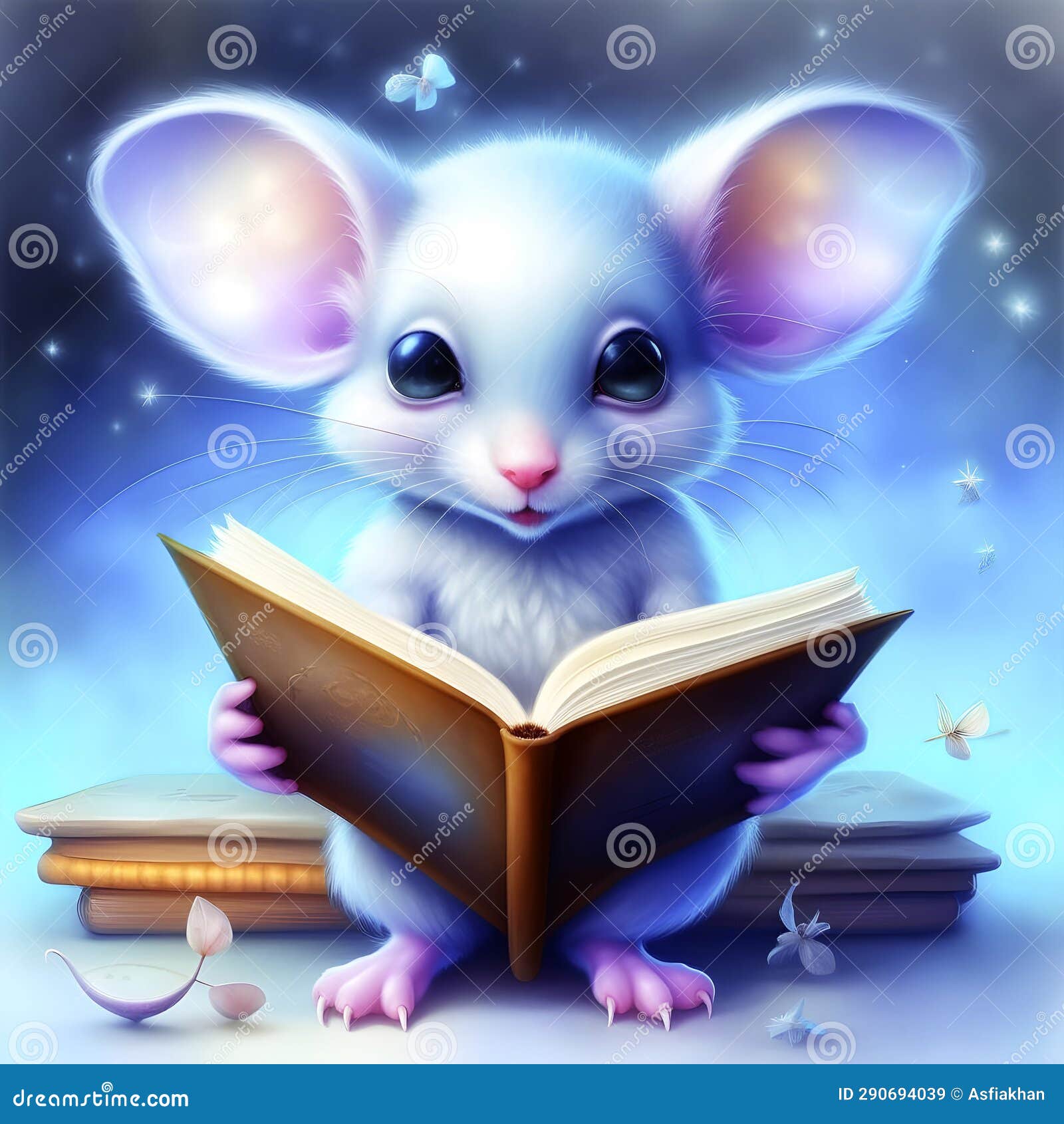 Mouse reading book stock illustration. Illustration of school - 290694039