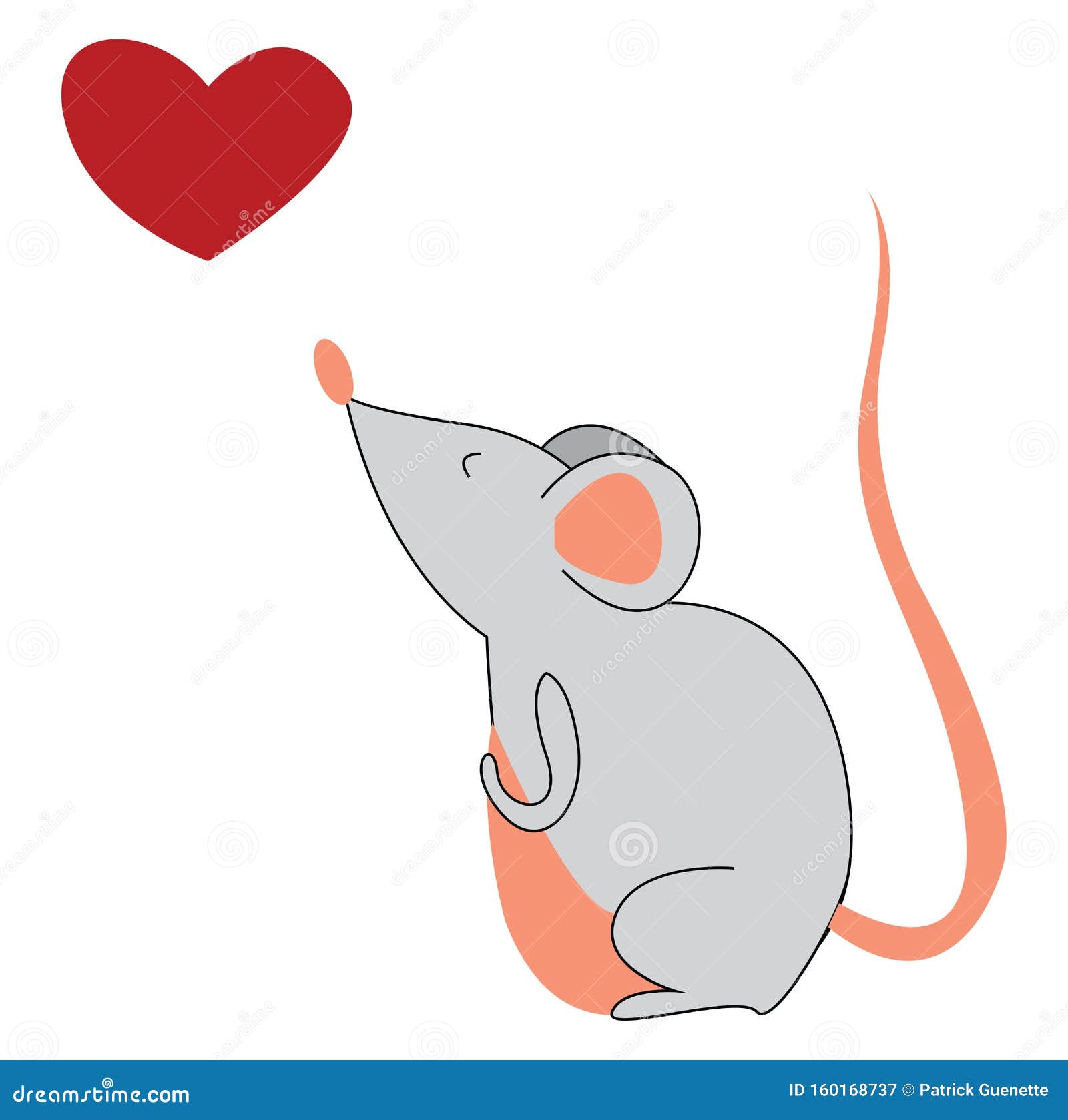 A Mouse and a Red Heart, Vector or Color Illustration Stock ...