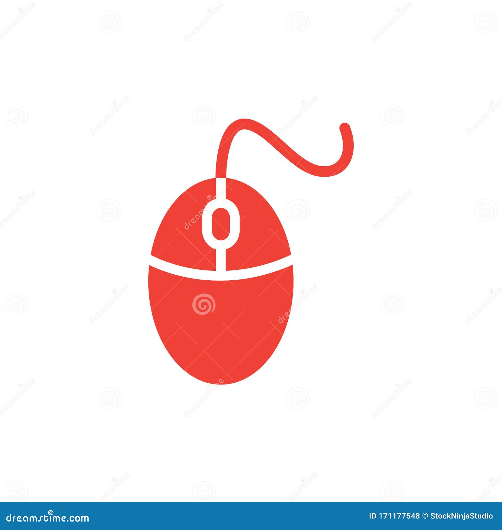 Mouse Red Icon on White Background. Red Flat Style Vector Illustration ...