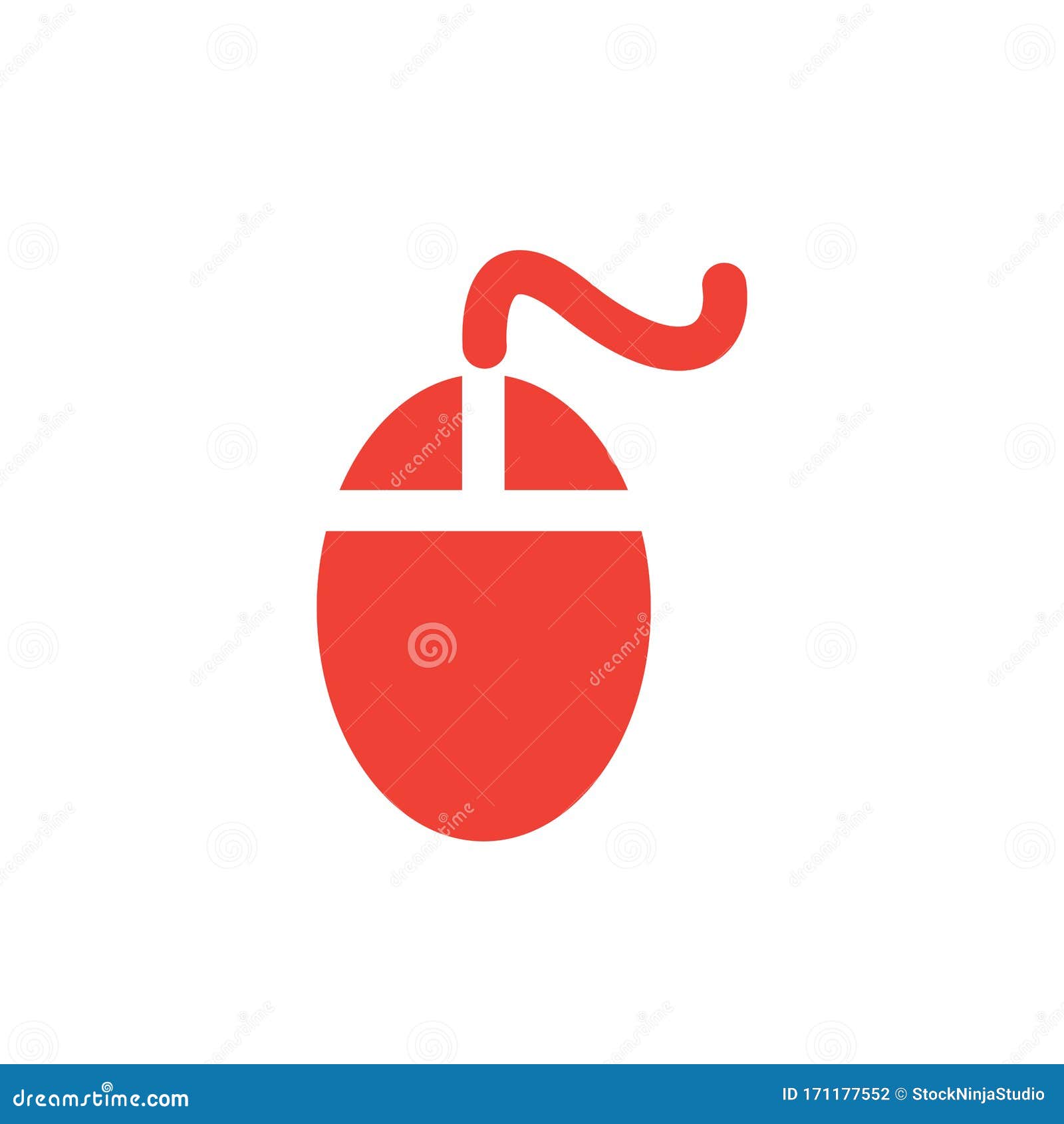 Mouse Red Icon on White Background. Red Flat Style Vector Illustration ...