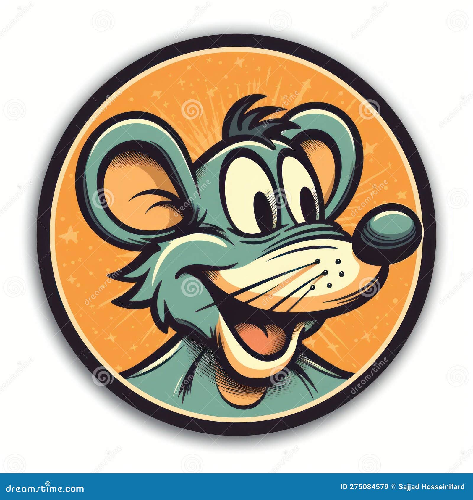 Mouse Retro Sticker Cartoon Logo Simple Text To Image Prompt Stock ...