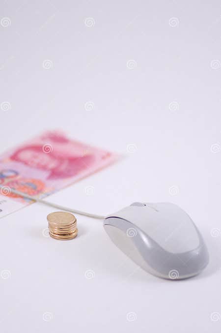 Mouse and rmb coins stock image. Image of electronic - 23124715