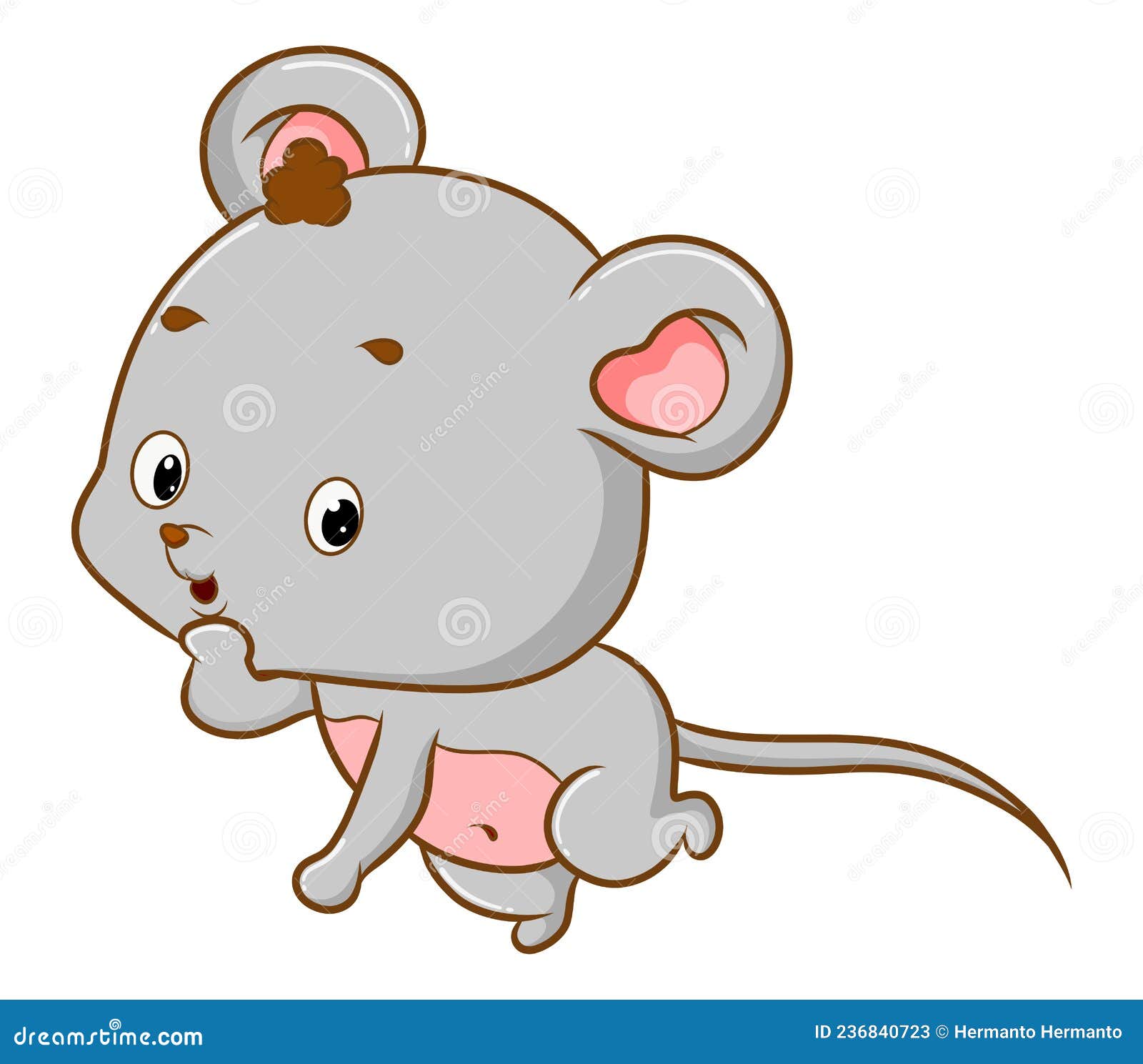 The Mouse is Running Away with a Cute Face Stock Vector - Illustration ...