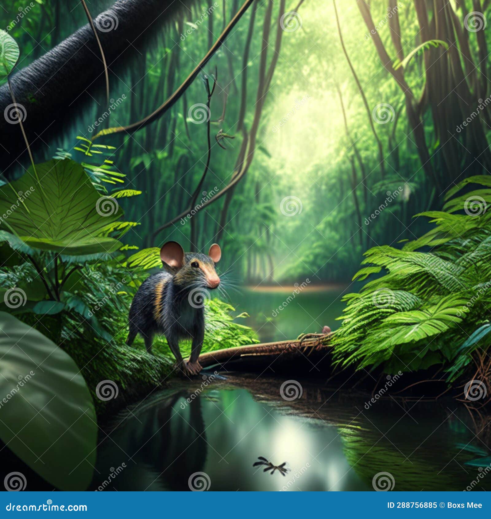 The Mouse is Running in the Forest. this is a 3d Render Illustration ...