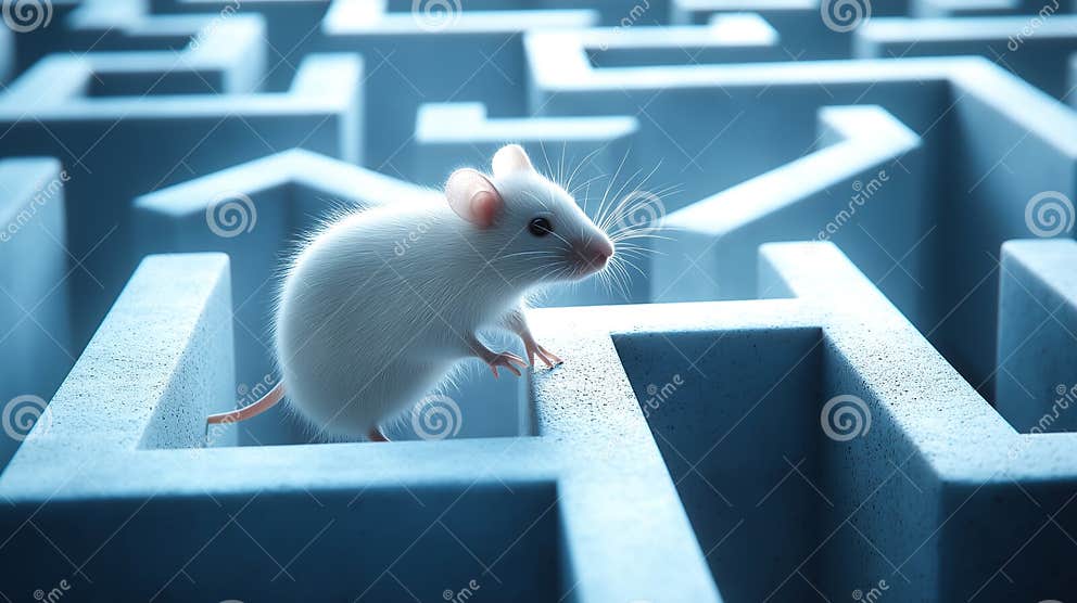 A Mouse Runs in a Maze. Generative AI Stock Illustration - Illustration ...
