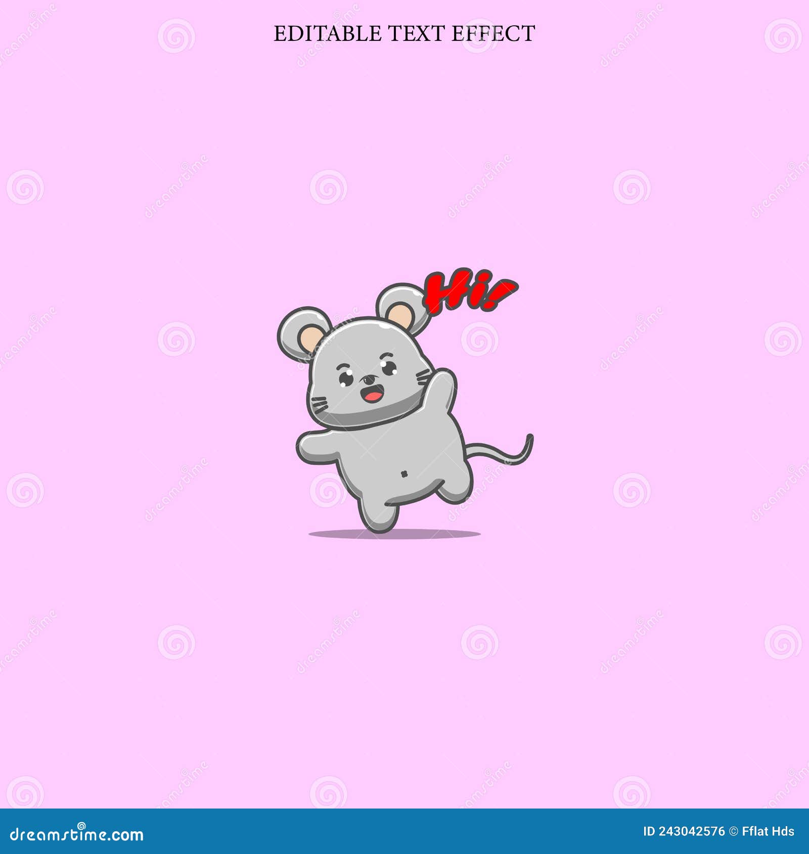 Mouse Say Hi with Red Text Style Effect Stock Vector - Illustration of ...