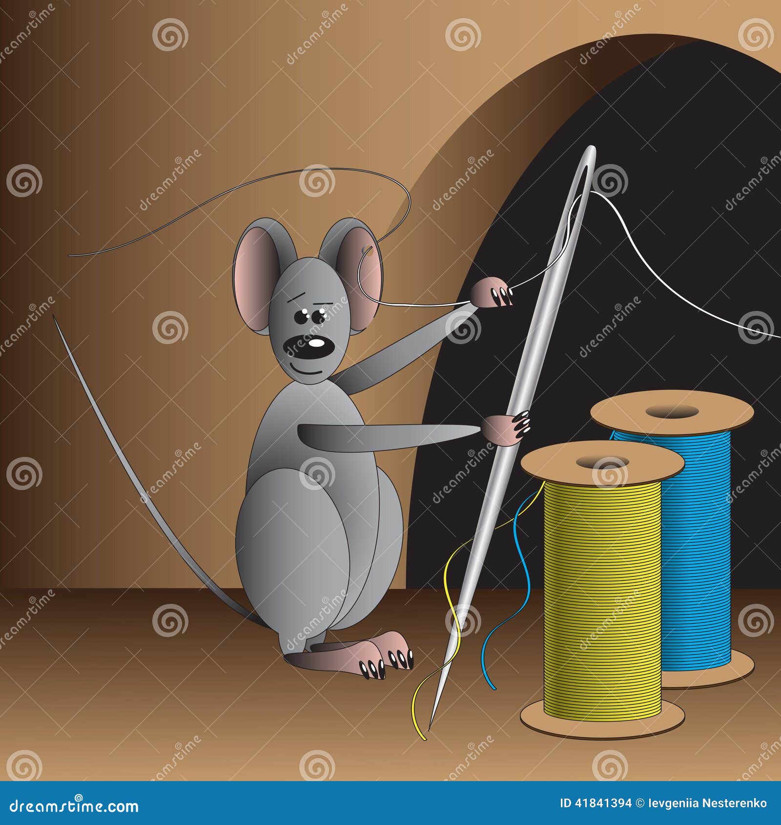 Mouse-seamstress stock illustration. Illustration of skeins - 41841394