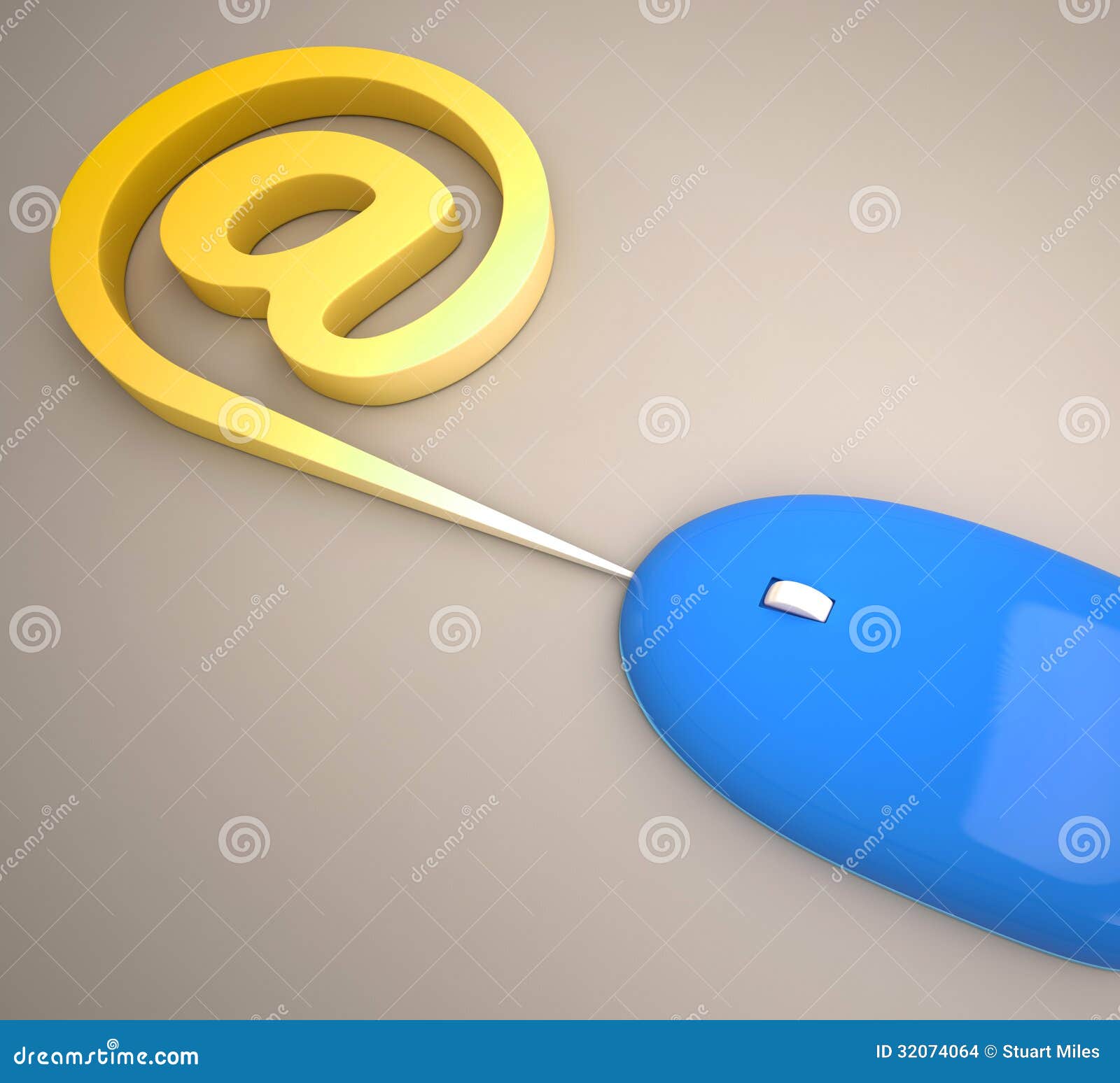 Mouse at Sign Shows Internet and Mail Stock Illustration - Illustration ...
