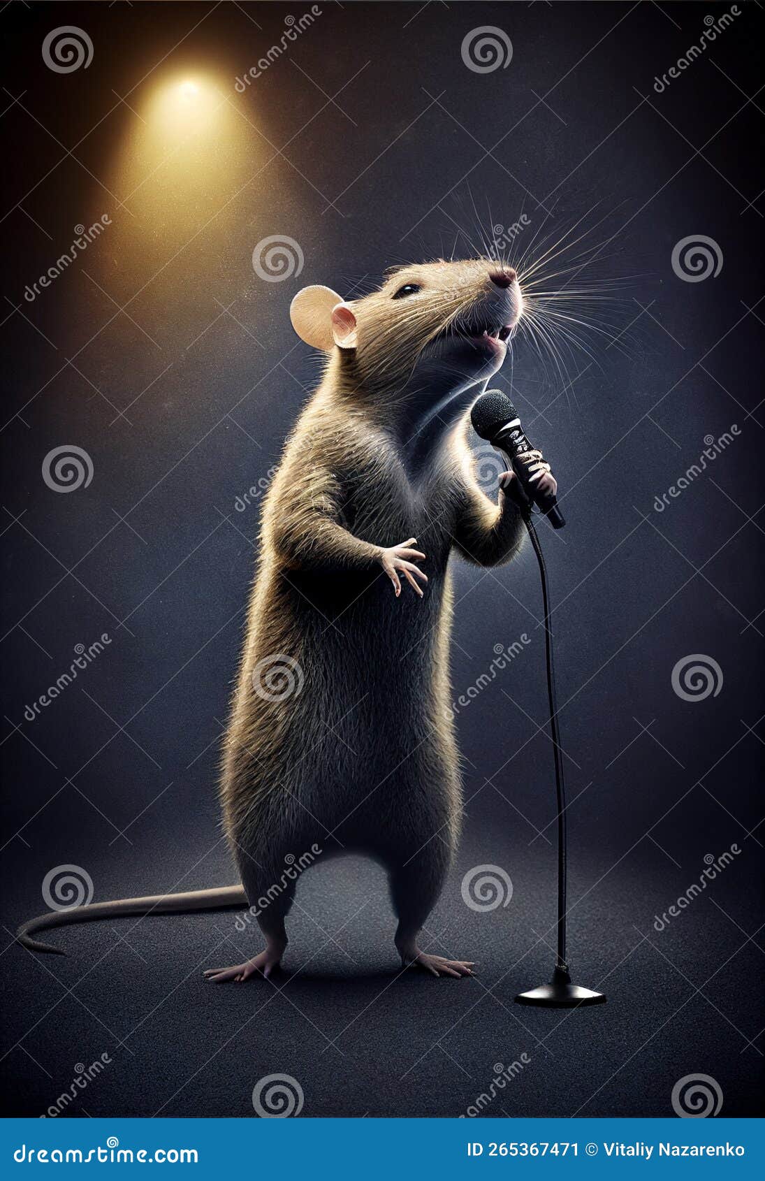 The Mouse Sings into the Microphone on Stage. AI Generated Stock ...