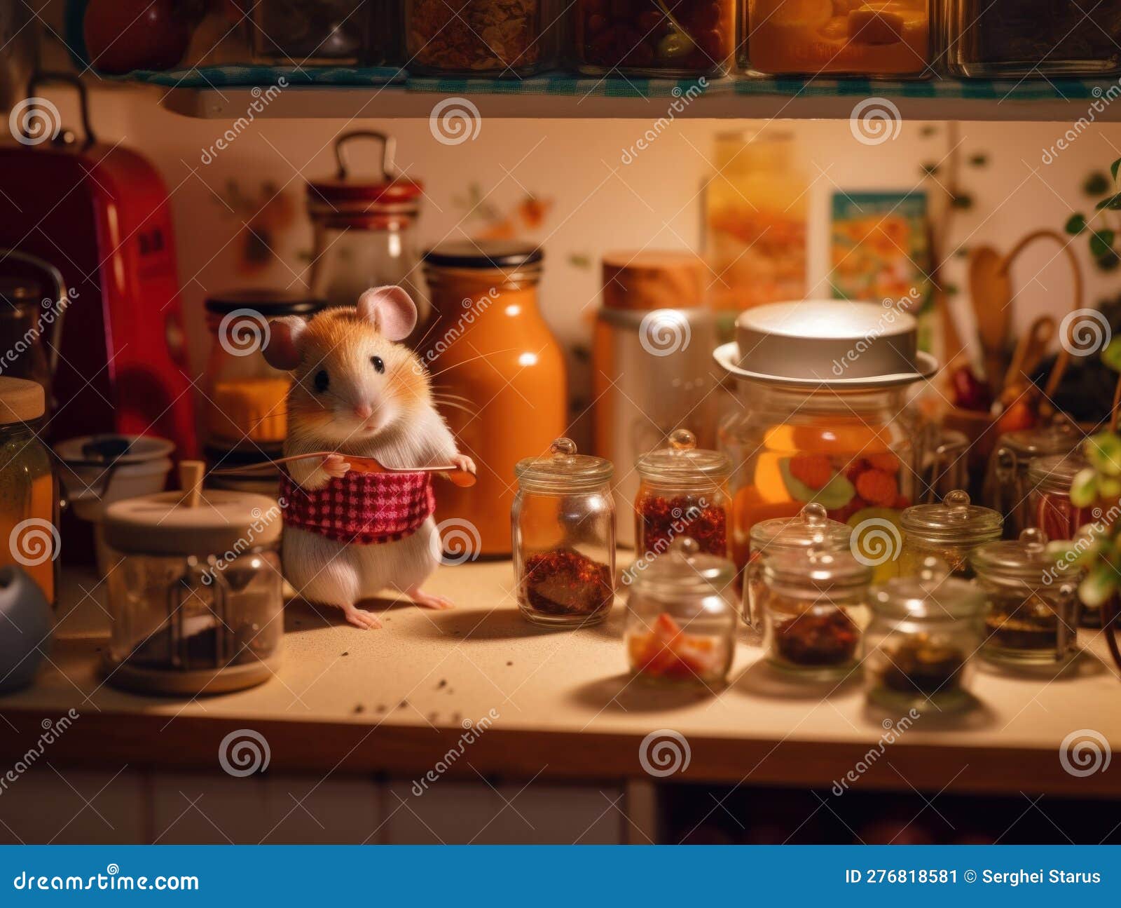 A Mouse is Sitting on a Counter in a Kitchen. AI Generative Image ...