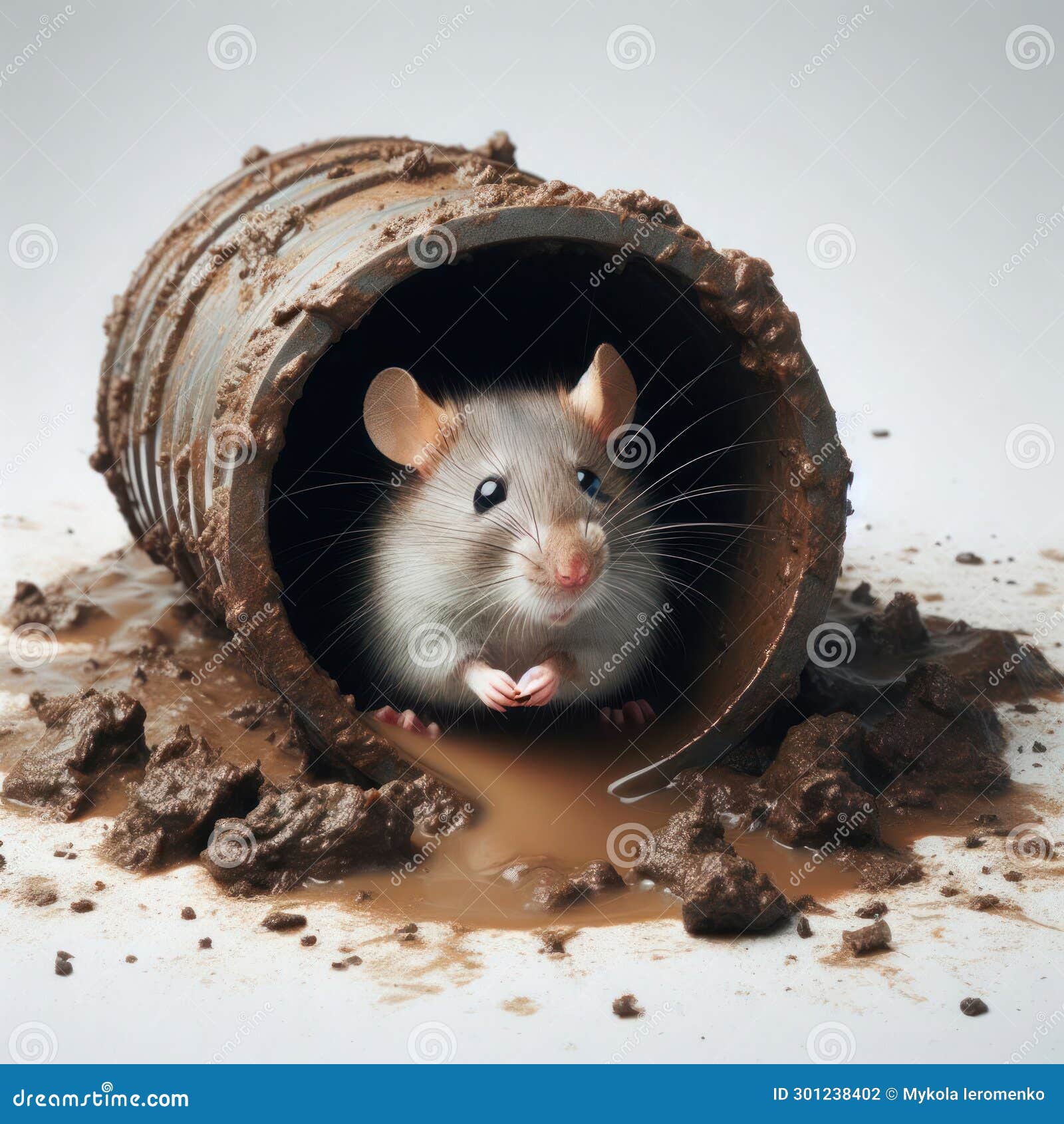 A Mouse Sitting in a Dirty Sewer Pipe. Stock Illustration ...