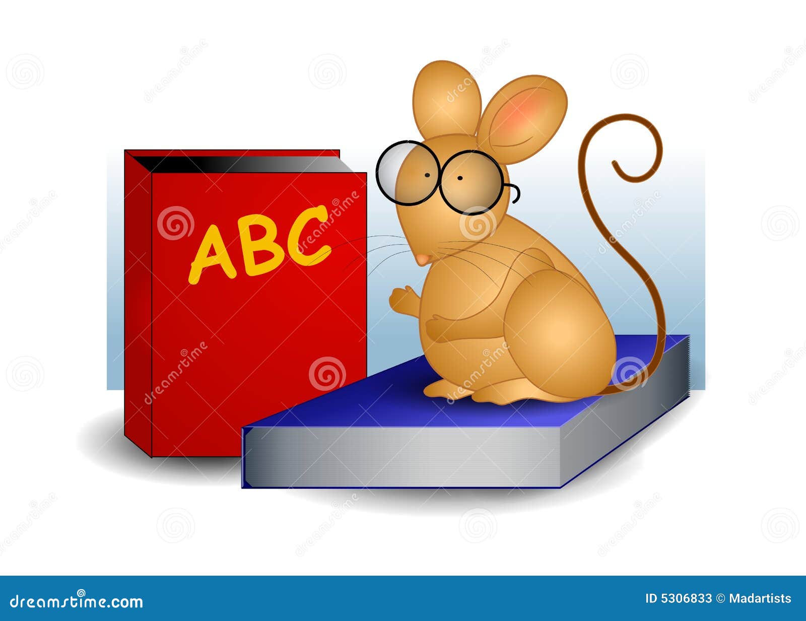 Mouse Sitting on School Books Stock Vector - Illustration of mouse ...