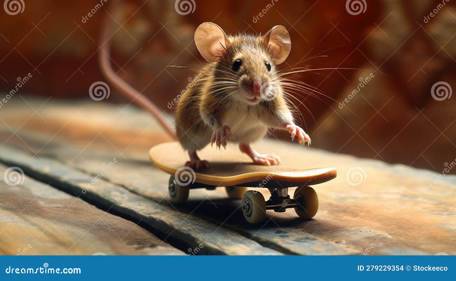 Mouse on Skateboard Gets Scared Stock Illustration - Illustration of ...