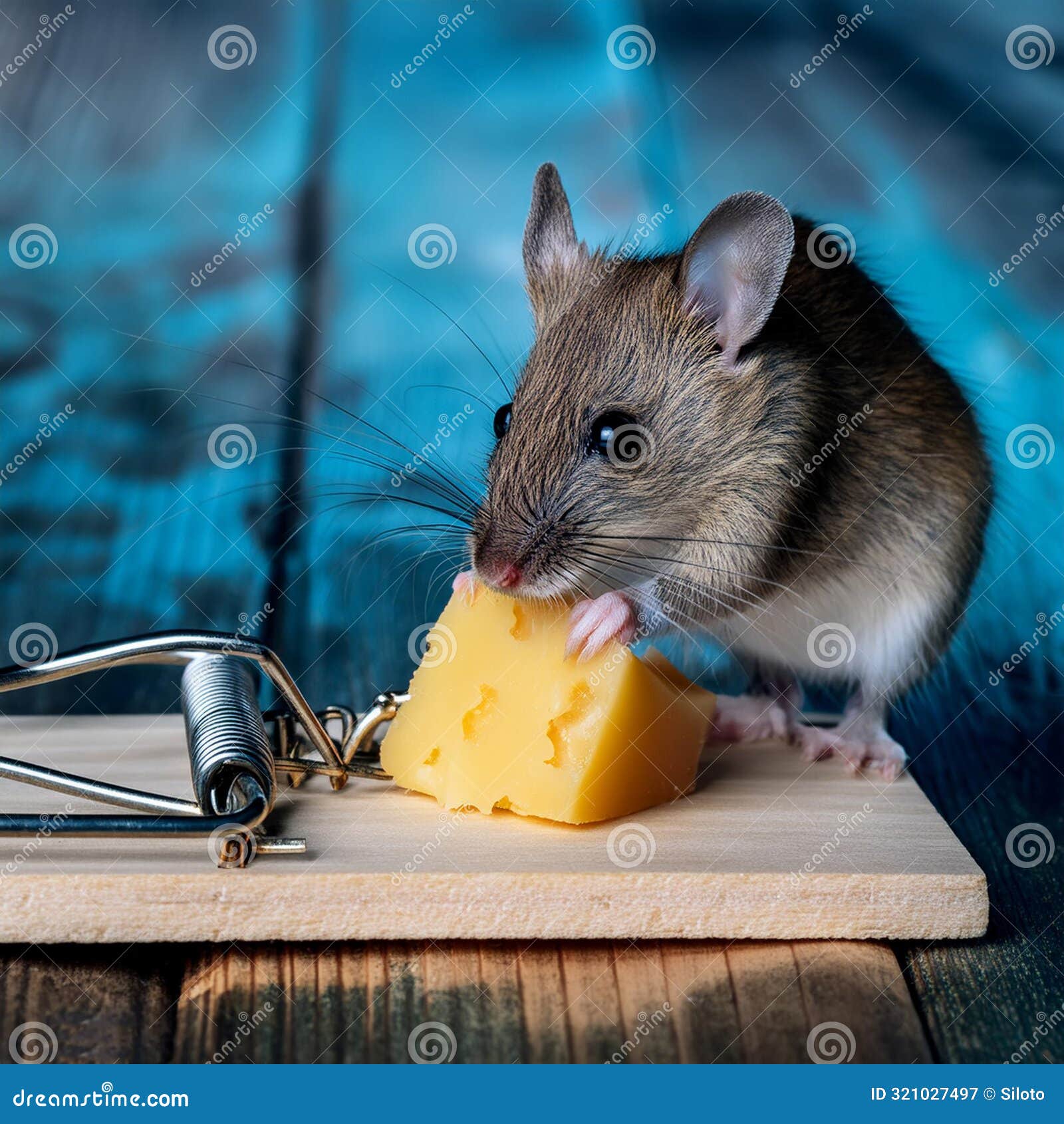 Cute Mouse Sniffing at the Cheese that is on the Mousetrap Stock ...