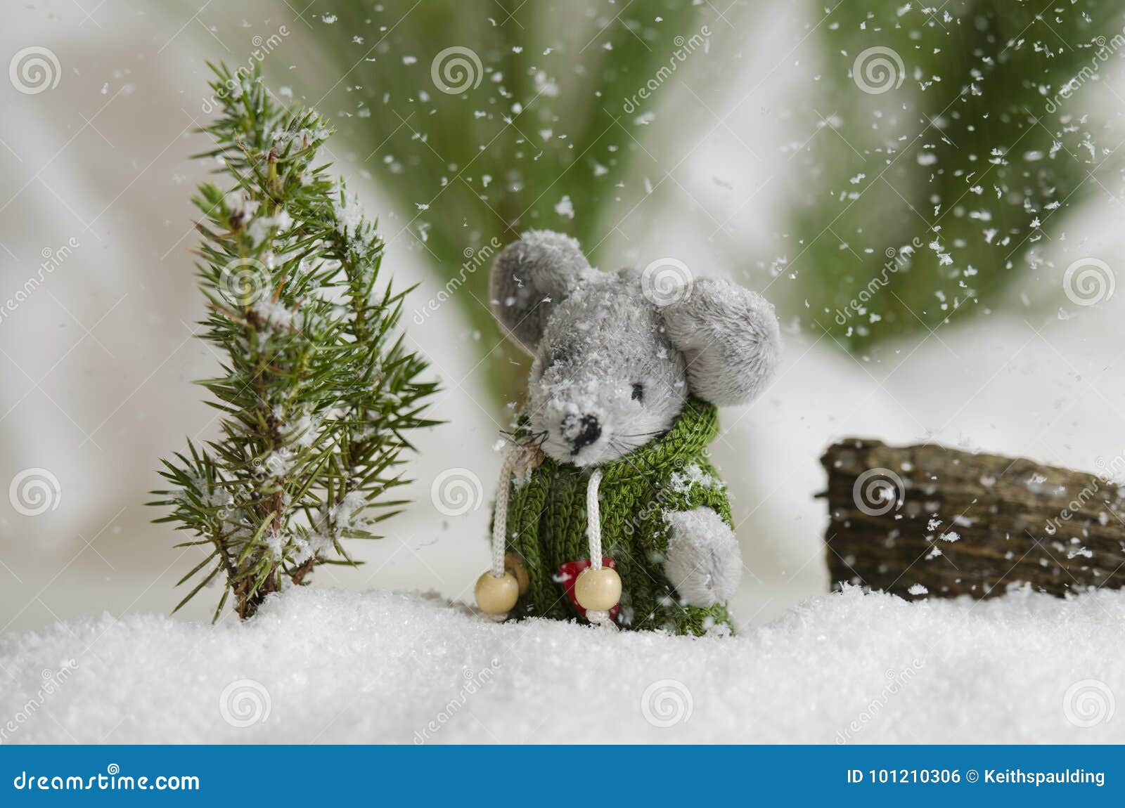 Mouse in the snow fall stock photo. Image of holiday - 101210306