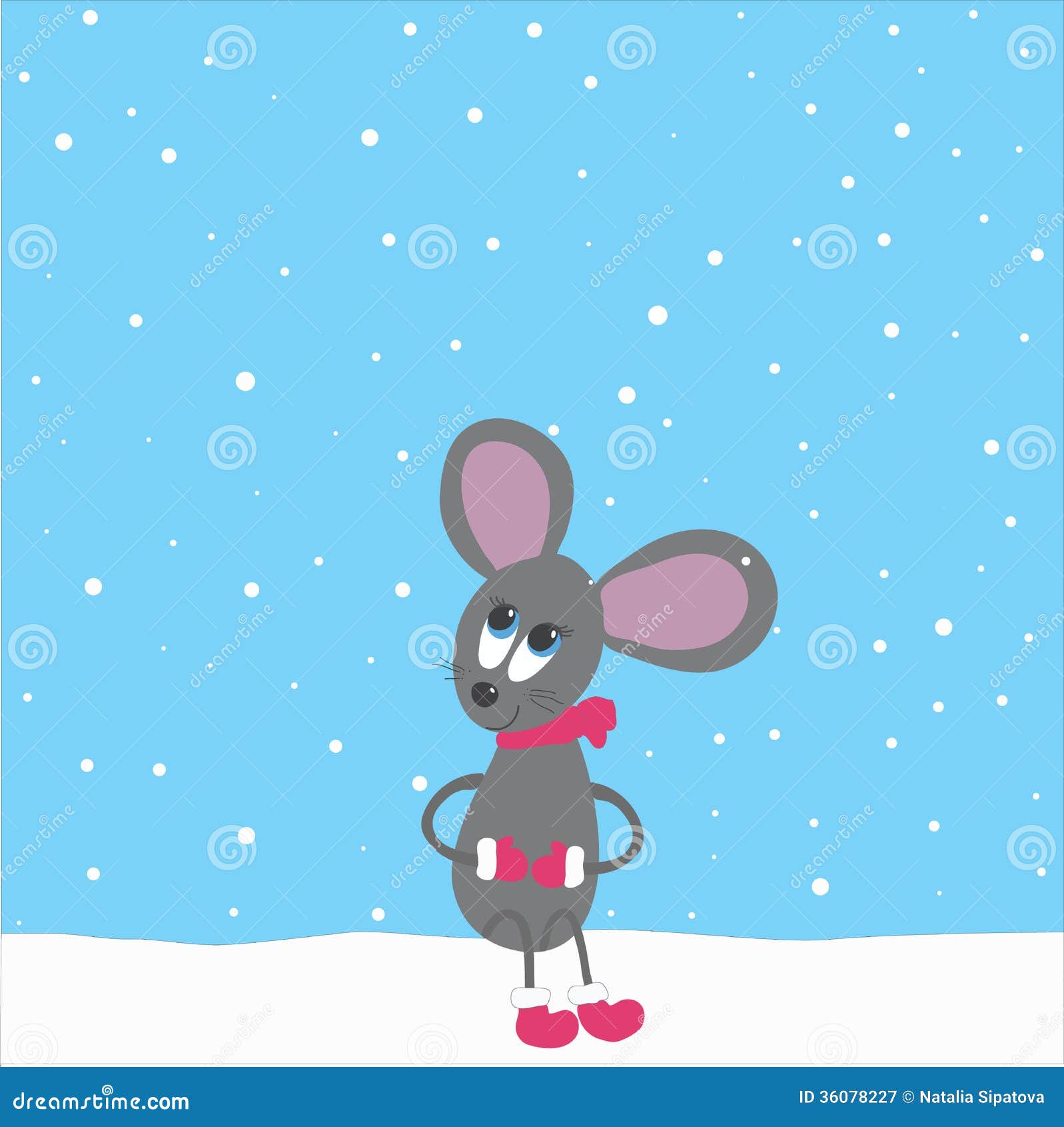 Mouse on the snow stock vector. Illustration of small - 36078227