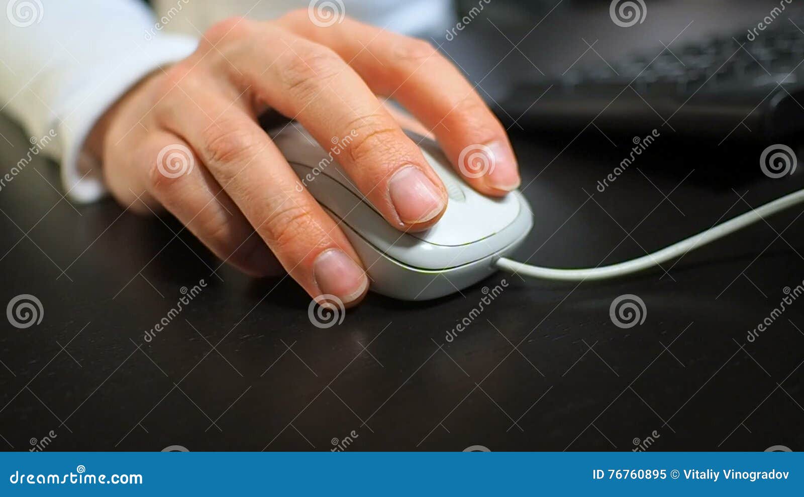 Mouse 11. Soft Focus To Hand of the Man Clicking Left Mouse Button ...