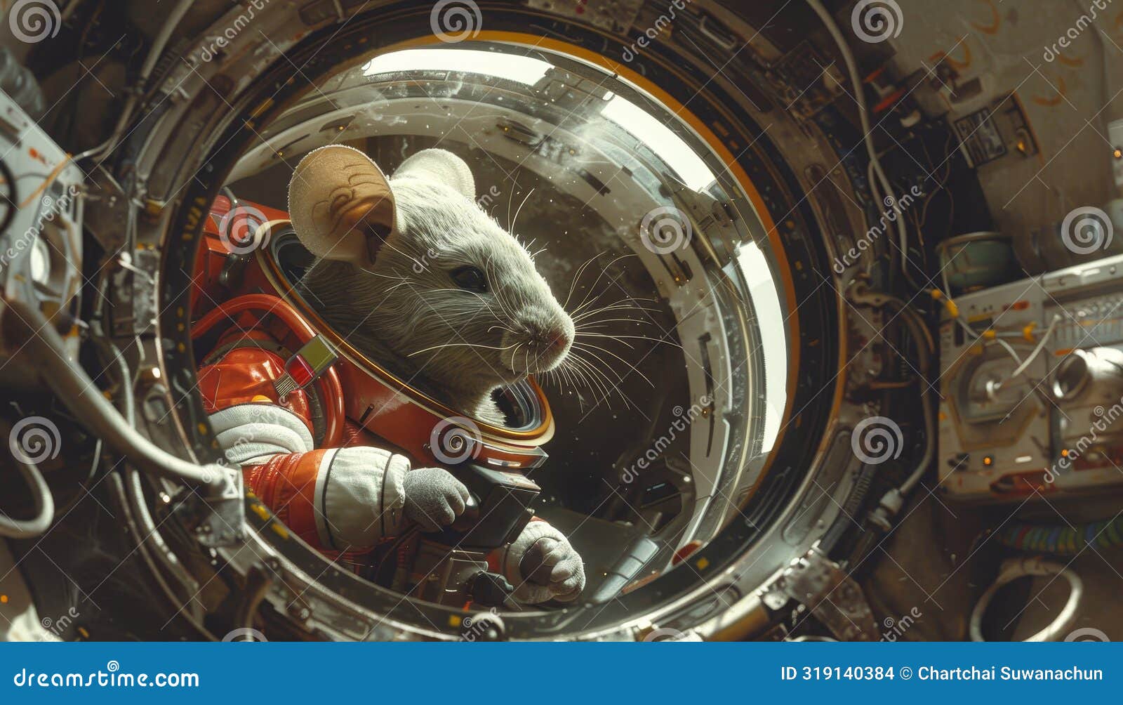 A Mouse in a Space Suit is Looking Out the Window of a Spaceship by AI ...