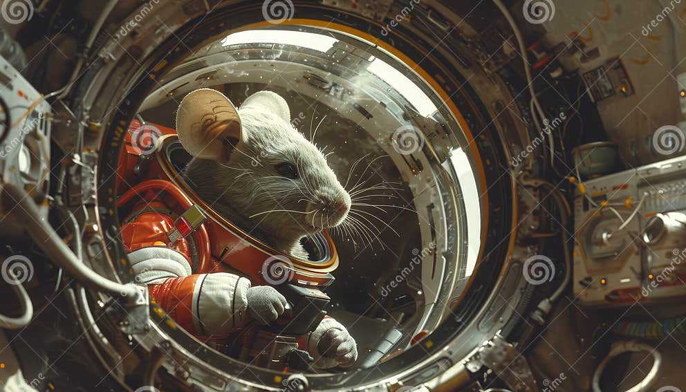 A Mouse in a Space Suit is Looking Out the Window of a Spaceship by AI ...