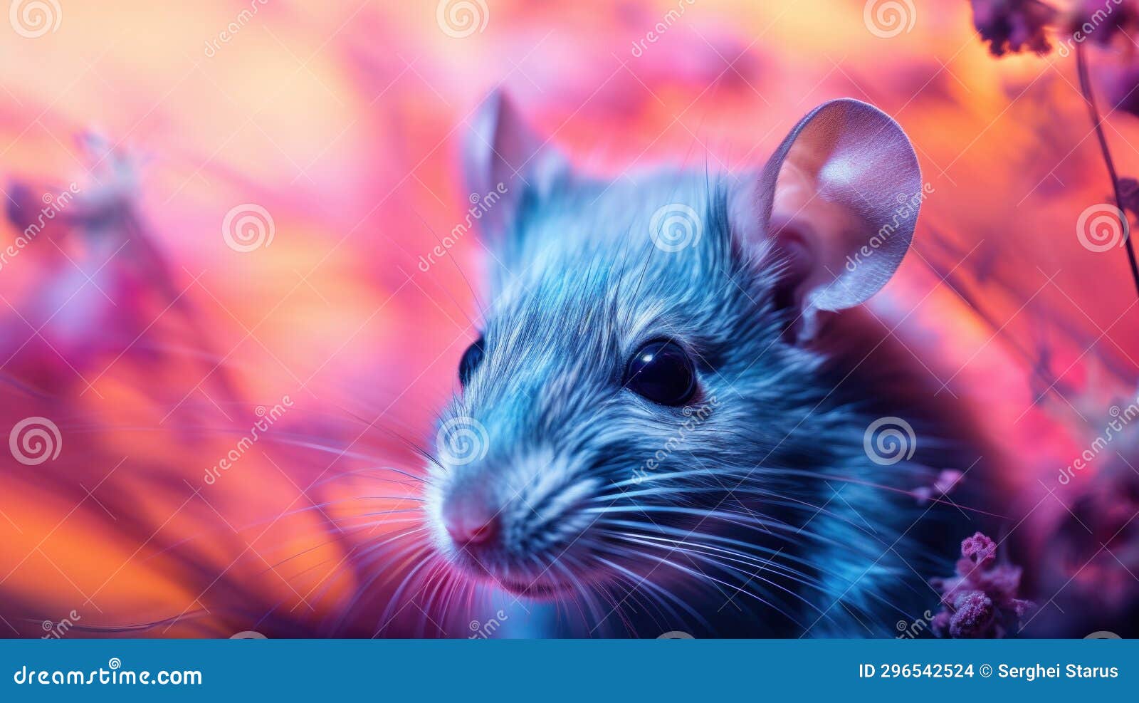 A Mouse is Standing in a Field of Flowers, AI Stock Photo - Image of ...