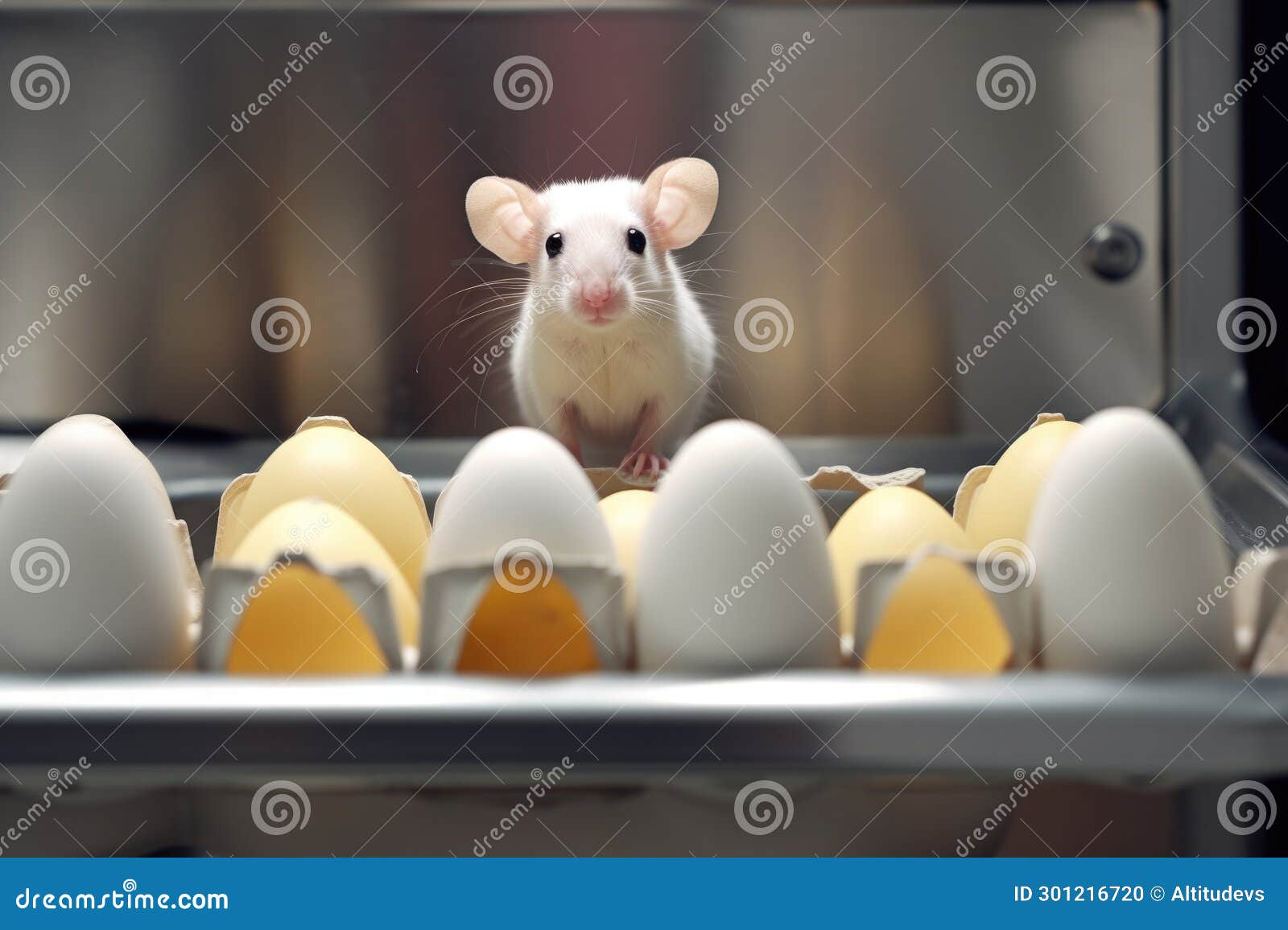 Mouse Standing on a Fridge Egg Tray, Staring at the Camera Stock Photo ...