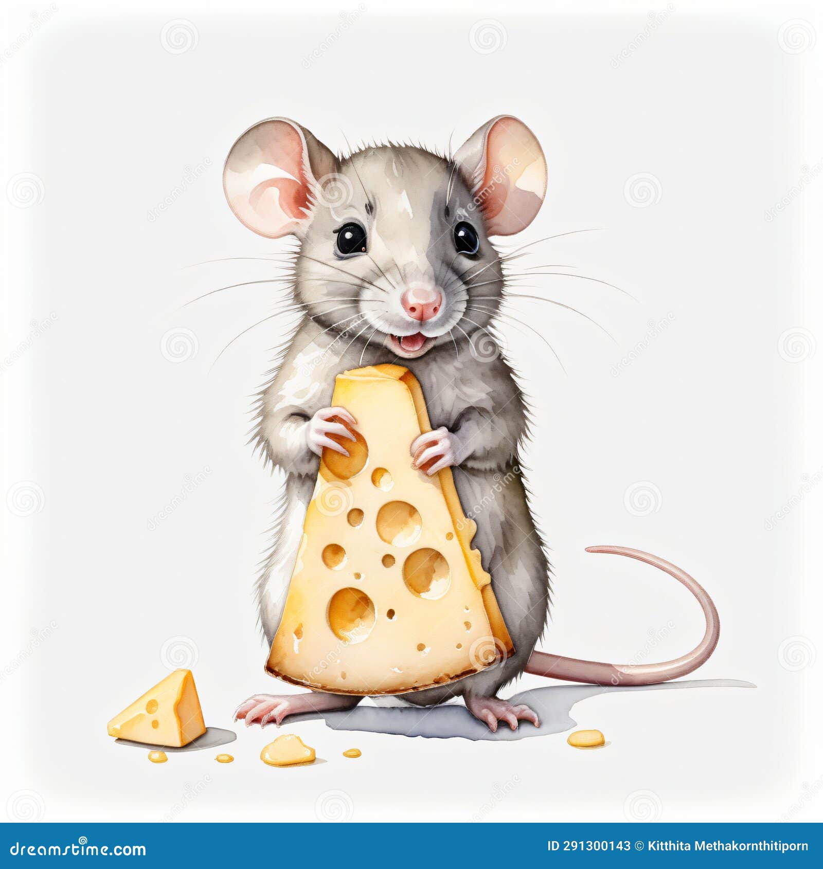 Mouse Standing Holding Cheese on White Background Stock Illustration ...