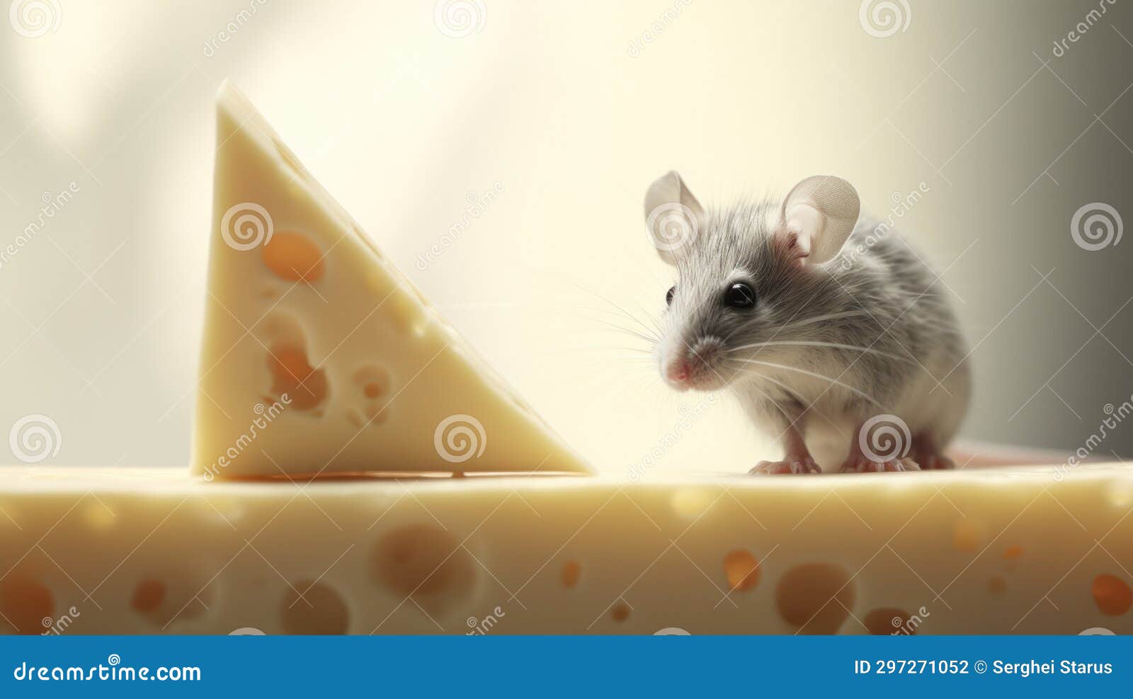 A Mouse is Standing on Top of a Piece of Cheese, AI Stock Photo - Image ...