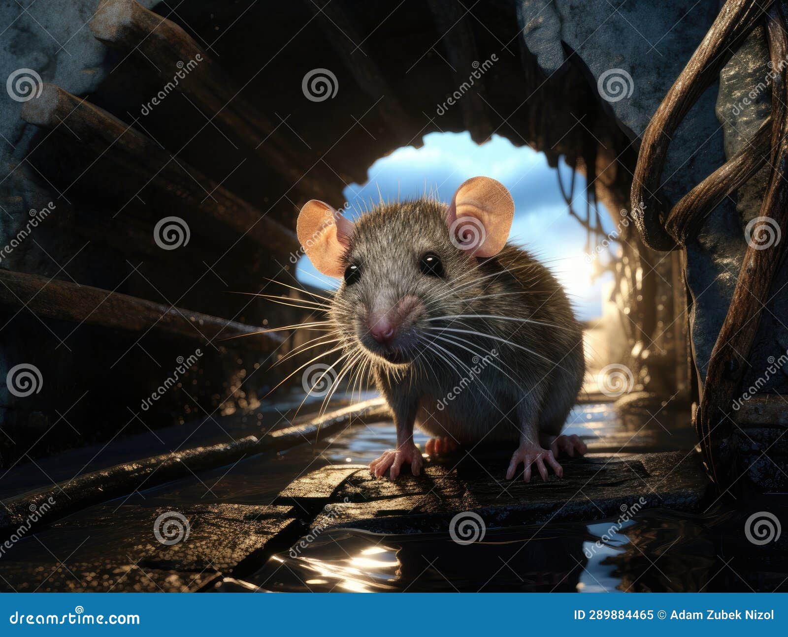 A Mouse Standing in a Tunnel Stock Illustration - Illustration of ...