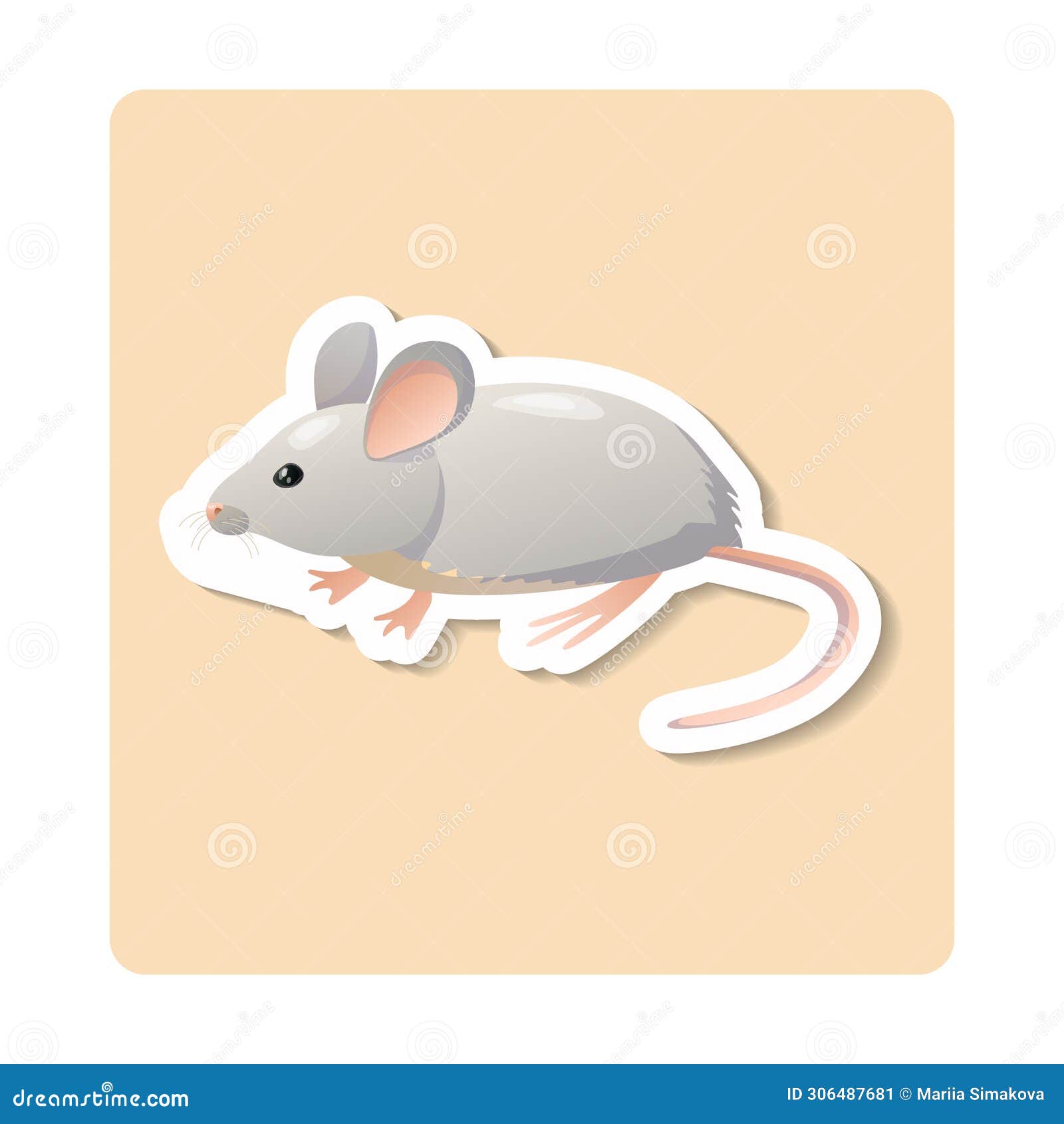 Mouse Sticker Illustration. Animal, Ears, Tail, Nose. Editable Vector ...