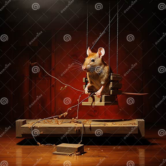 A mouse on a string stock illustration. Illustration of playfully ...