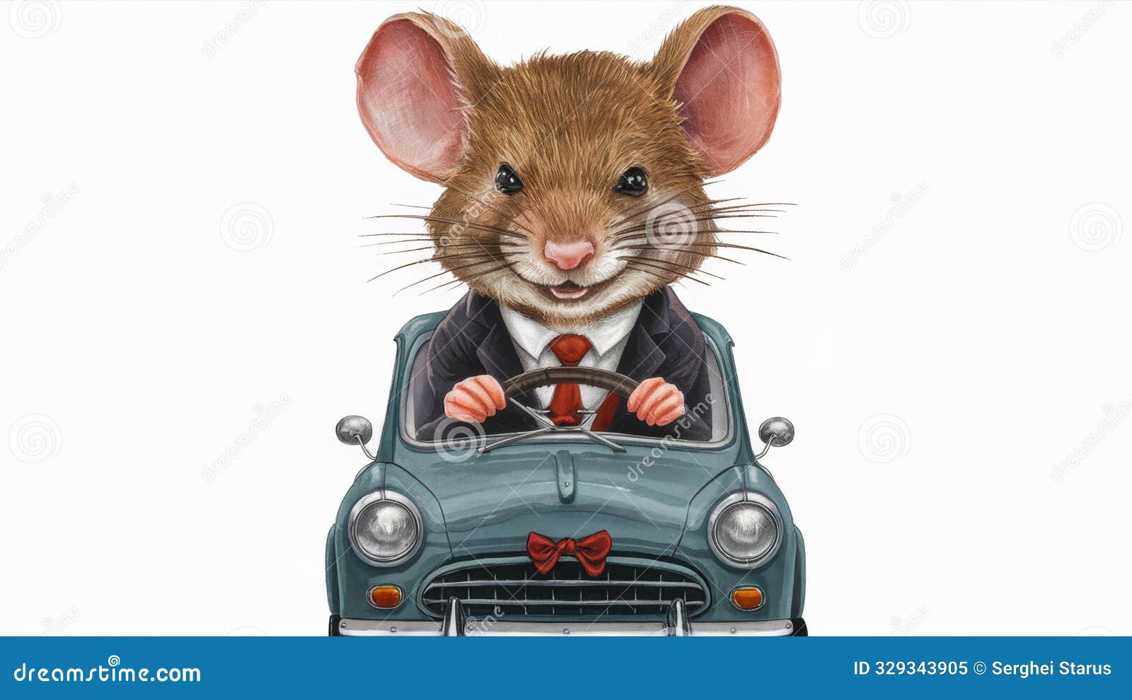 A Mouse in a Suit Driving an Old Car with the Top Down, AI Stock Image ...