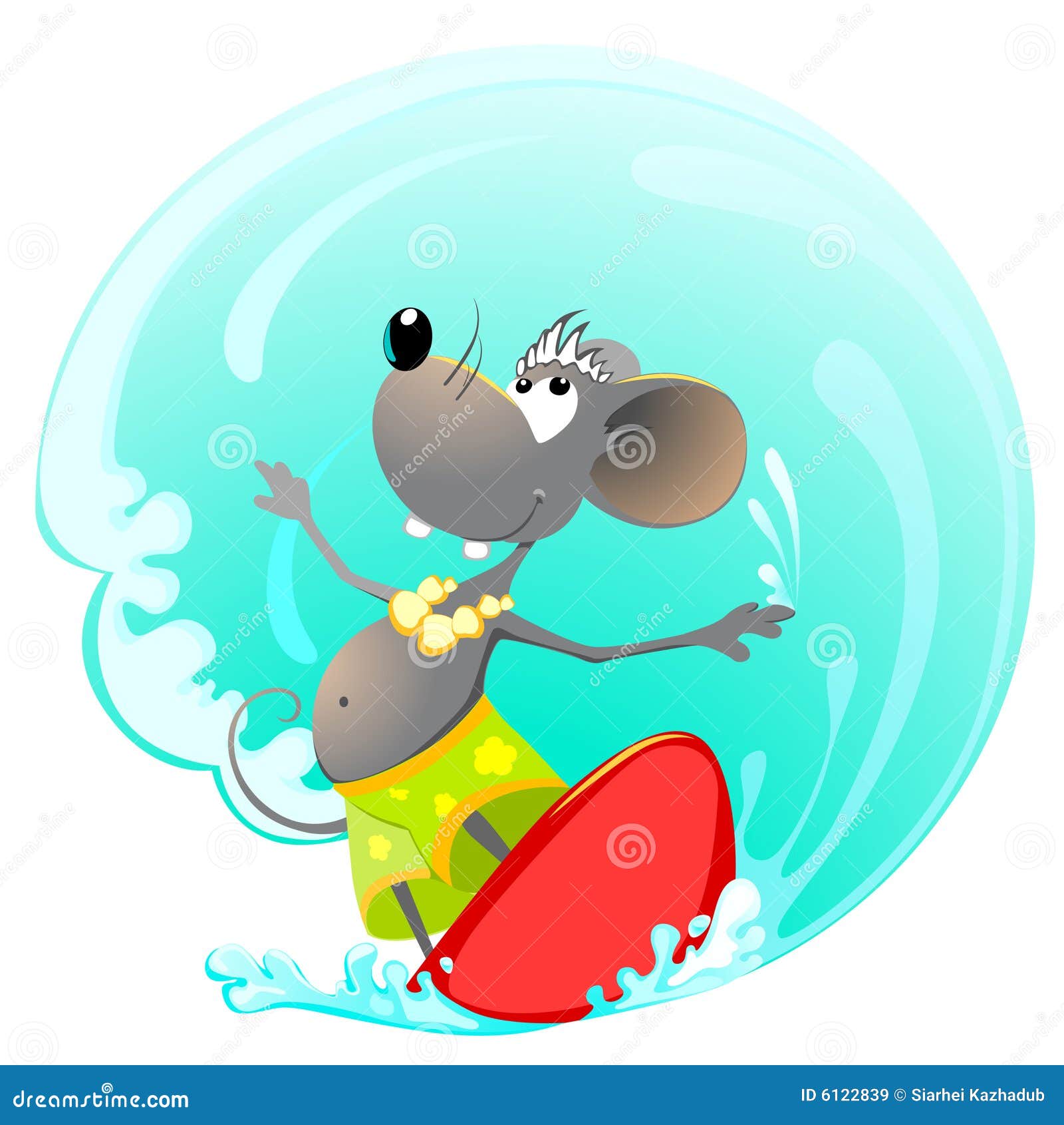 Mouse on Surfing Board stock illustration. Illustration of animal - 6122839