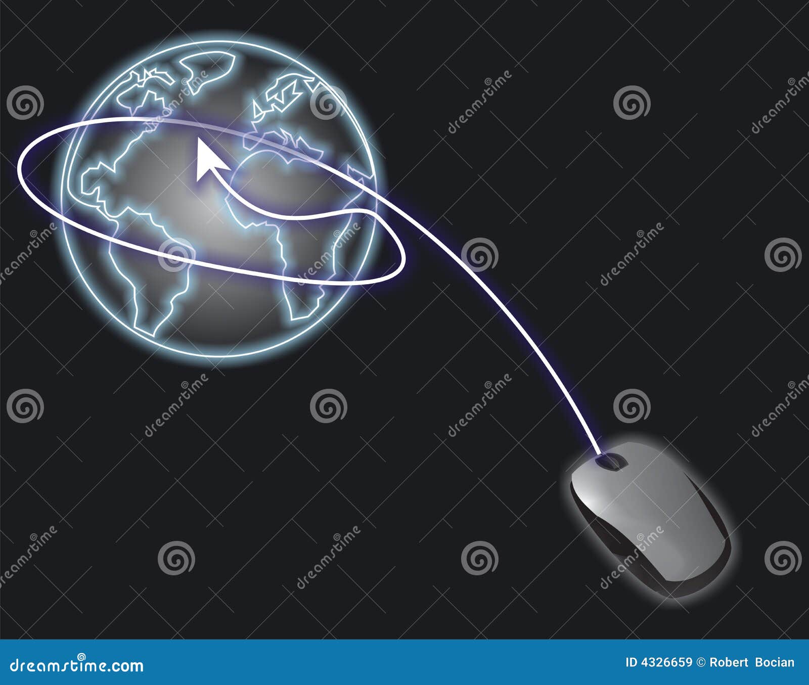 A Mouse that Surrounds a World Wide Web. Stock Vector - Illustration of ...