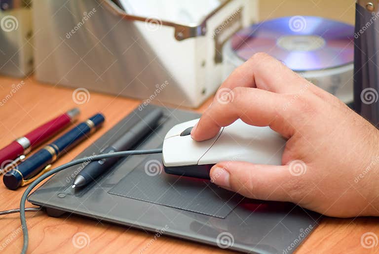 Mouse on tablet stock photo. Image of document, education - 3073382