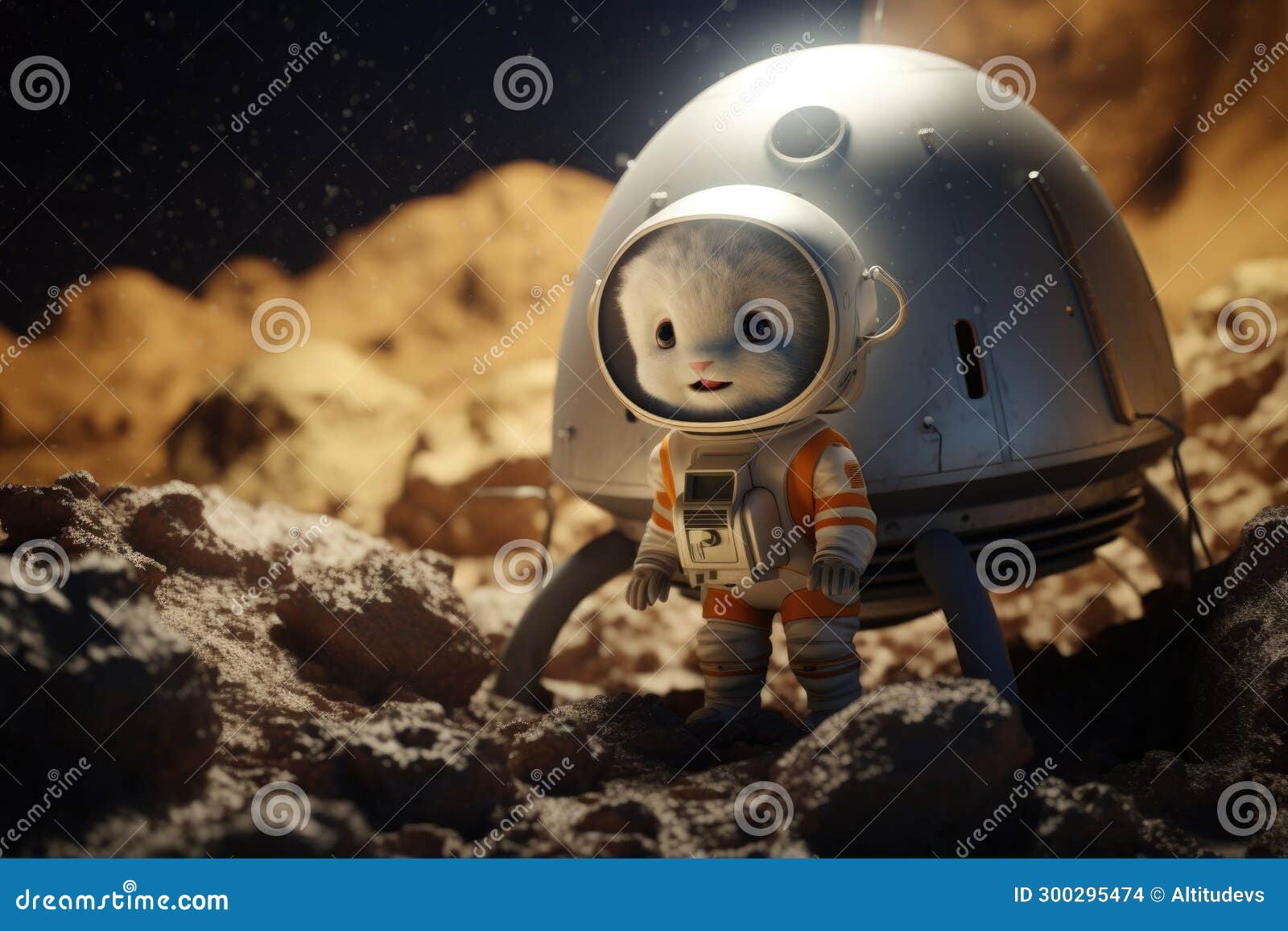 A Mouse in a Tiny Astronaut Helmet, Standing on a Cheese Moon Stock Photo - Image of exploration ...