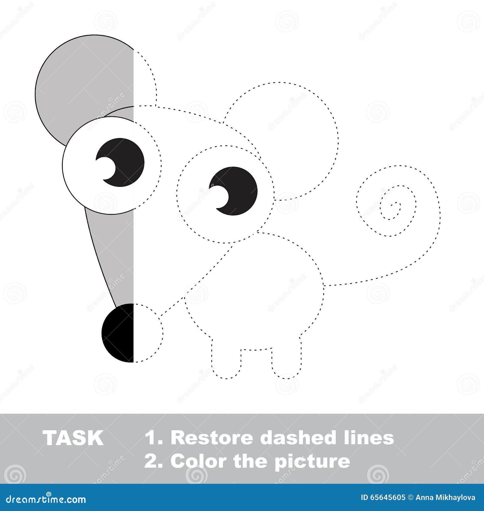 Mouse To Be Colored. Vector Trace Game. Stock Vector - Illustration of ...