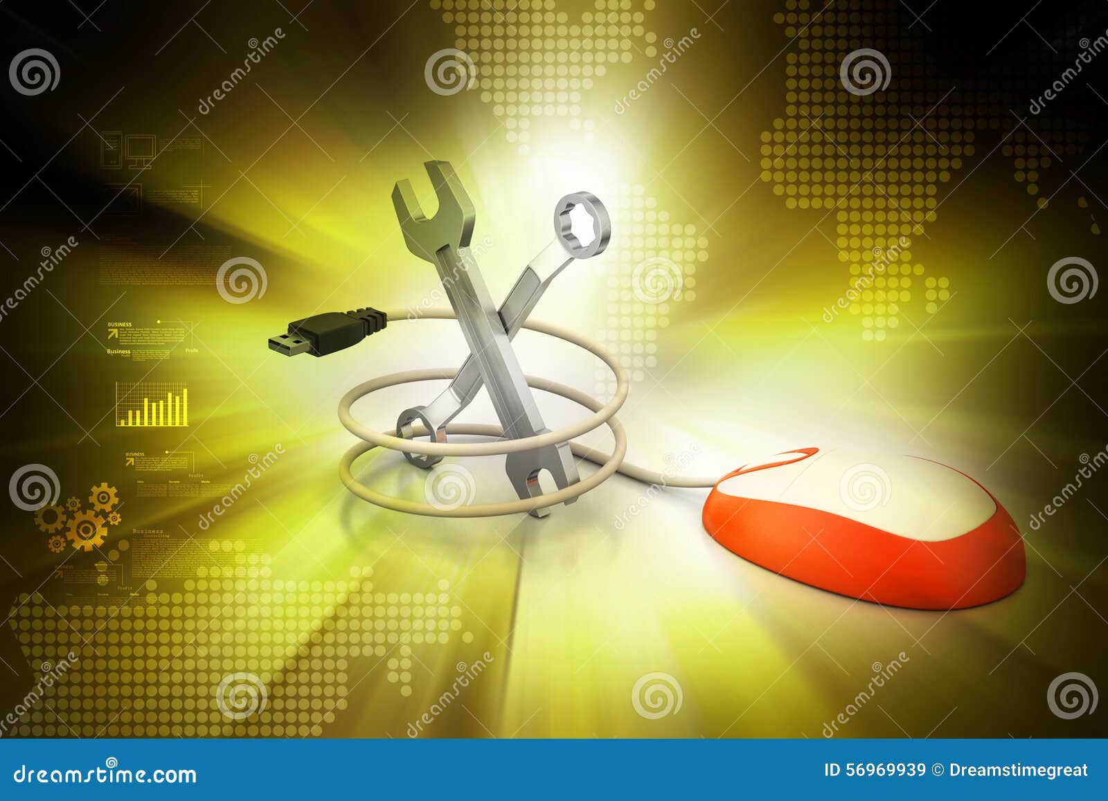 Mouse and tools stock illustration. Illustration of tools - 56969939