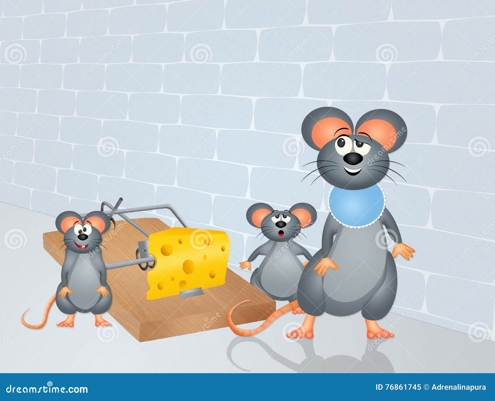 Mouse and trap with cheese stock illustration. Illustration of slice ...