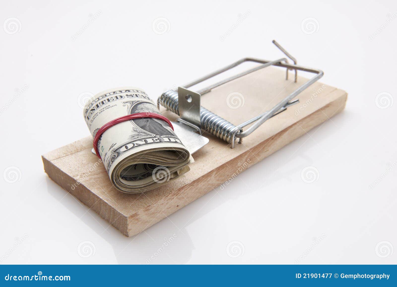 Trap With Dollar Bills Isolated Over White Background, Risk In Business ...