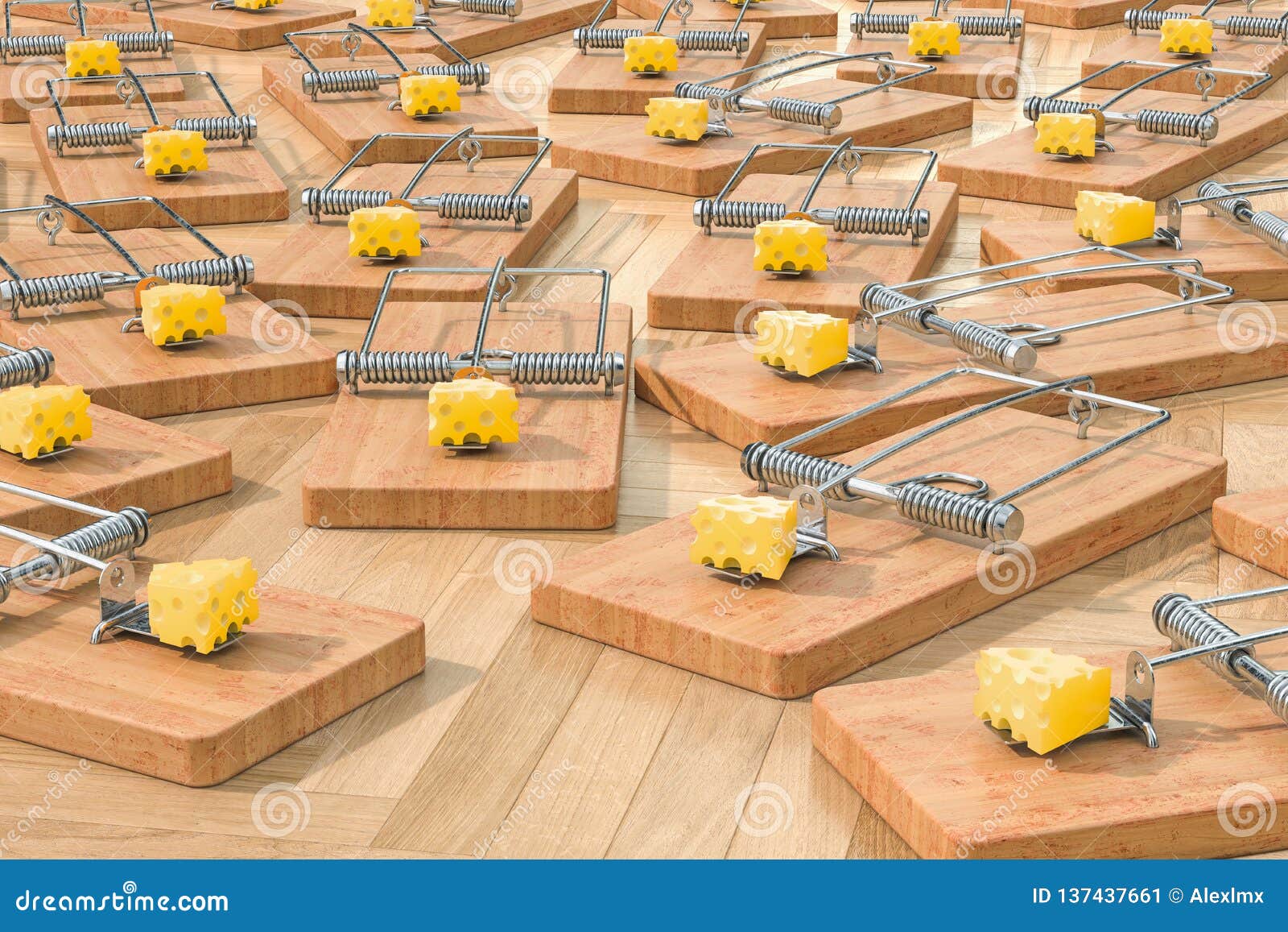 Mouse Traps With Cheese On The Floor, 3D Royalty-Free Stock Photography ...